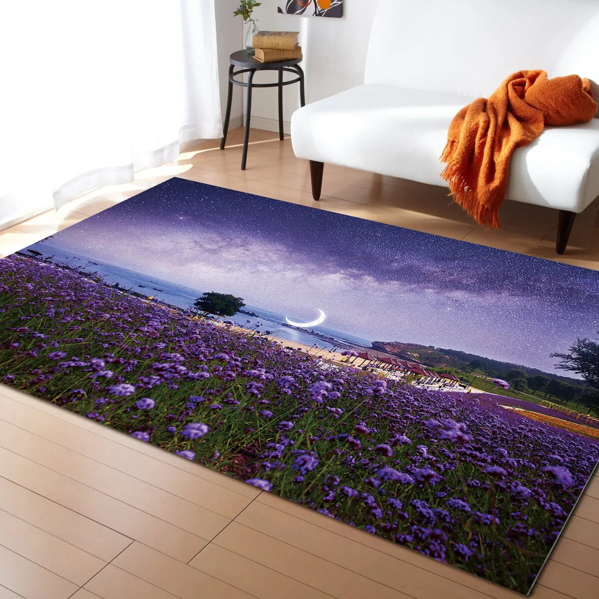 Coral velvet Lavender Vintage Postcard Carpets for Living Room Home ...