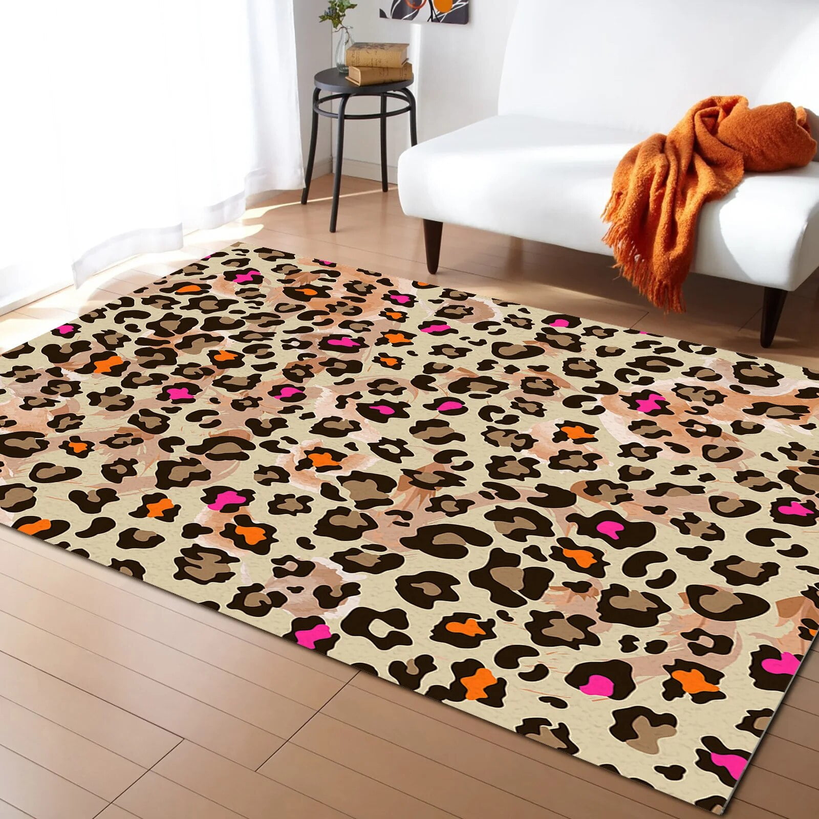 Coral velvet Leopard Print Animal Skin Texture Dressing Table Carpet ...