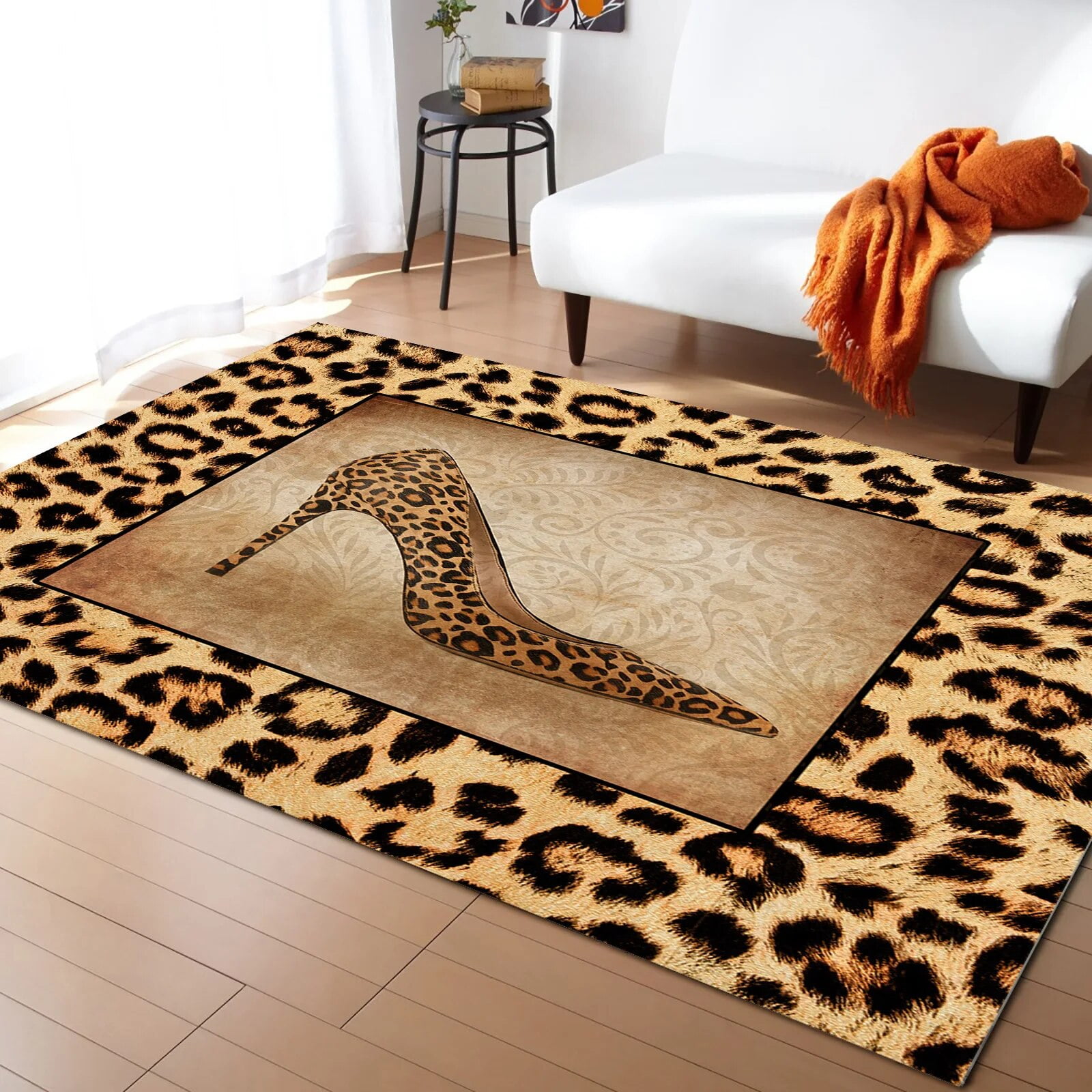 Coral velvet Leopard Print Animal Skin Texture Dressing Table Carpet ...
