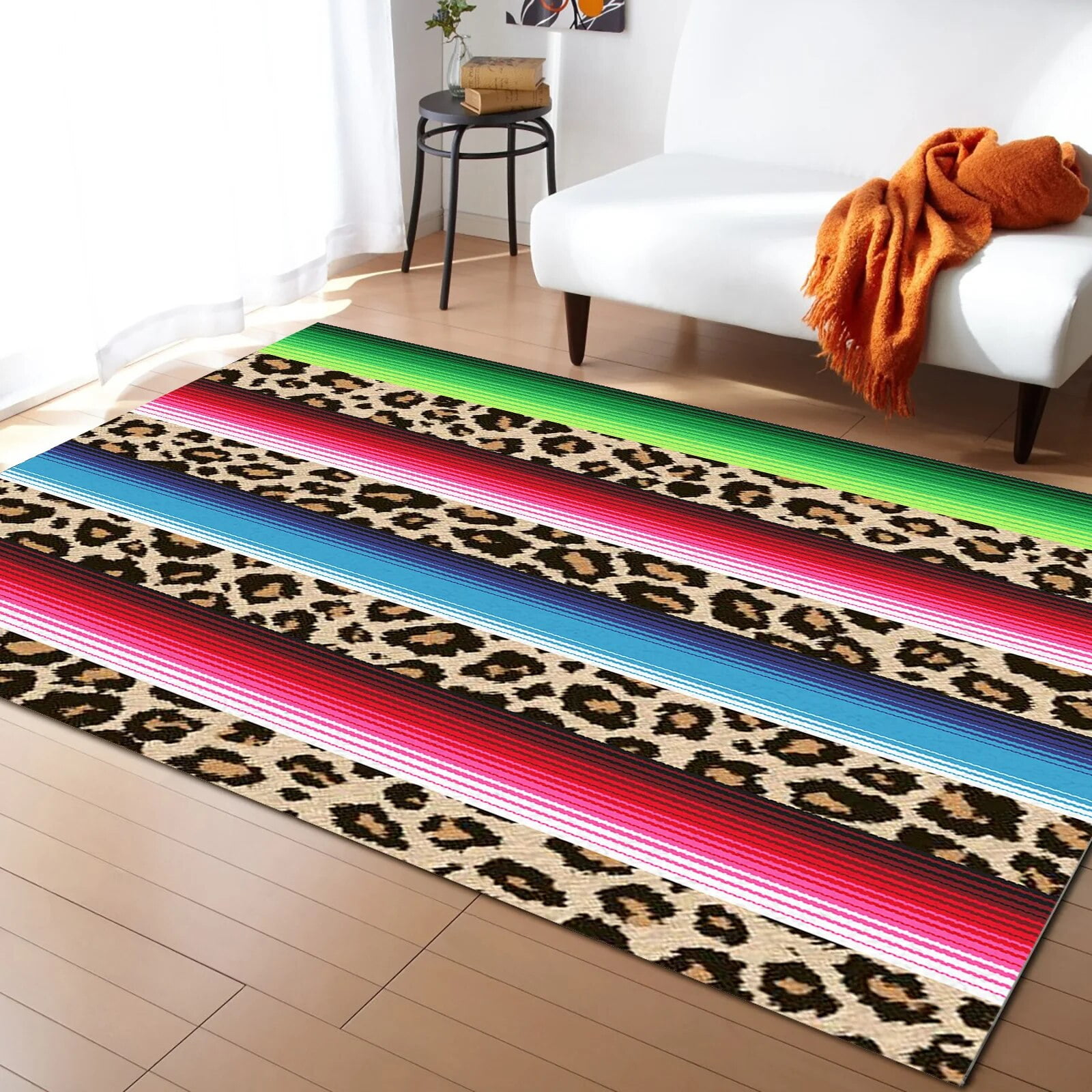 Coral velvet Leopard Print Animal Skin Texture Dressing Table Carpet ...