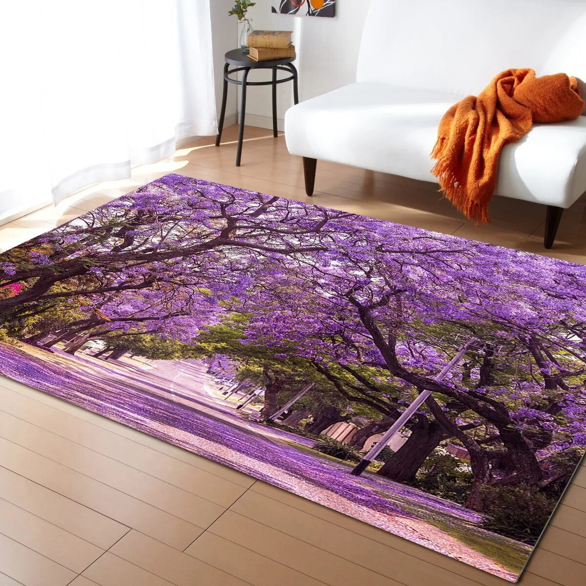 Coral velvet Mount Fuji Cherry Tree Pink Flowers Carpets for Living ...