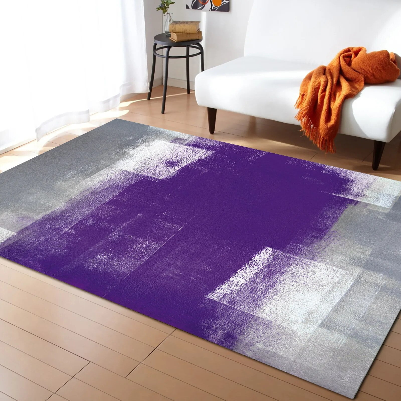 Coral velvet Oil Painting Geometric Yellow Carpet Area Rug Children's ...