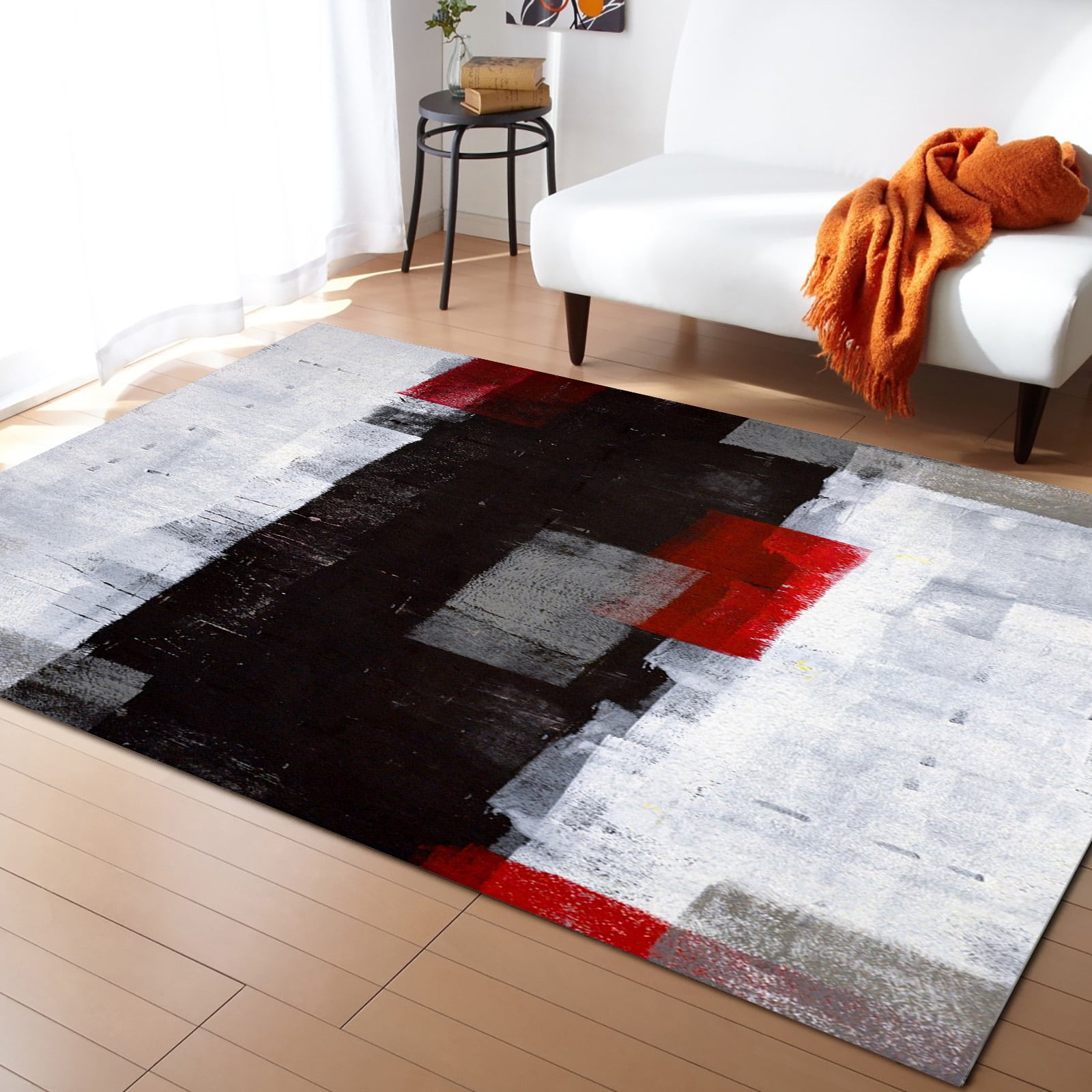 Coral velvet Orange Gray Abstract Texture Carpet for Living Room Rug ...