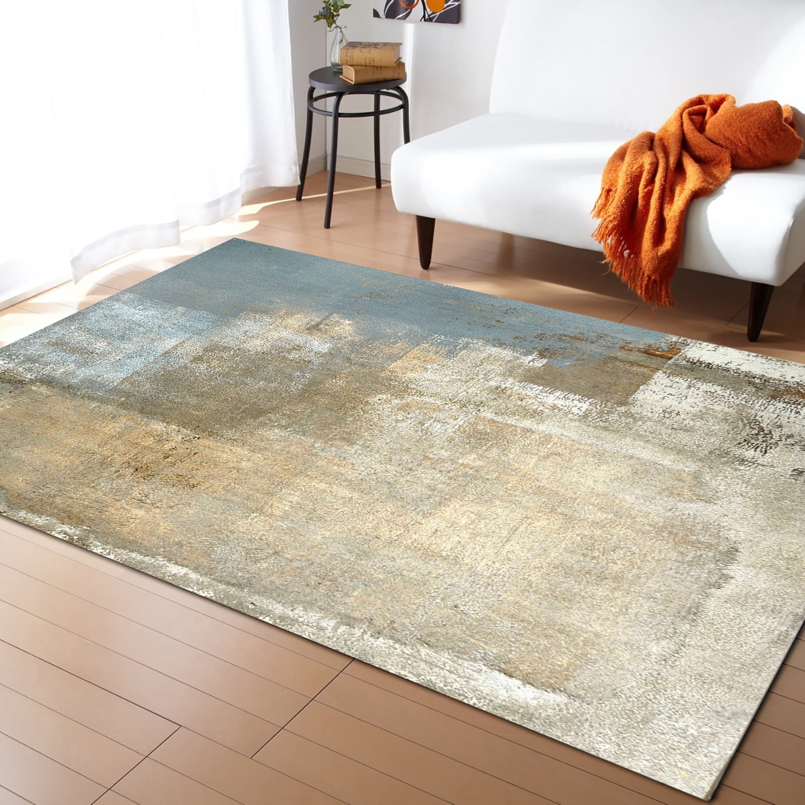 Coral velvet Orange Gray Abstract Texture Carpet for Living Room Rug ...
