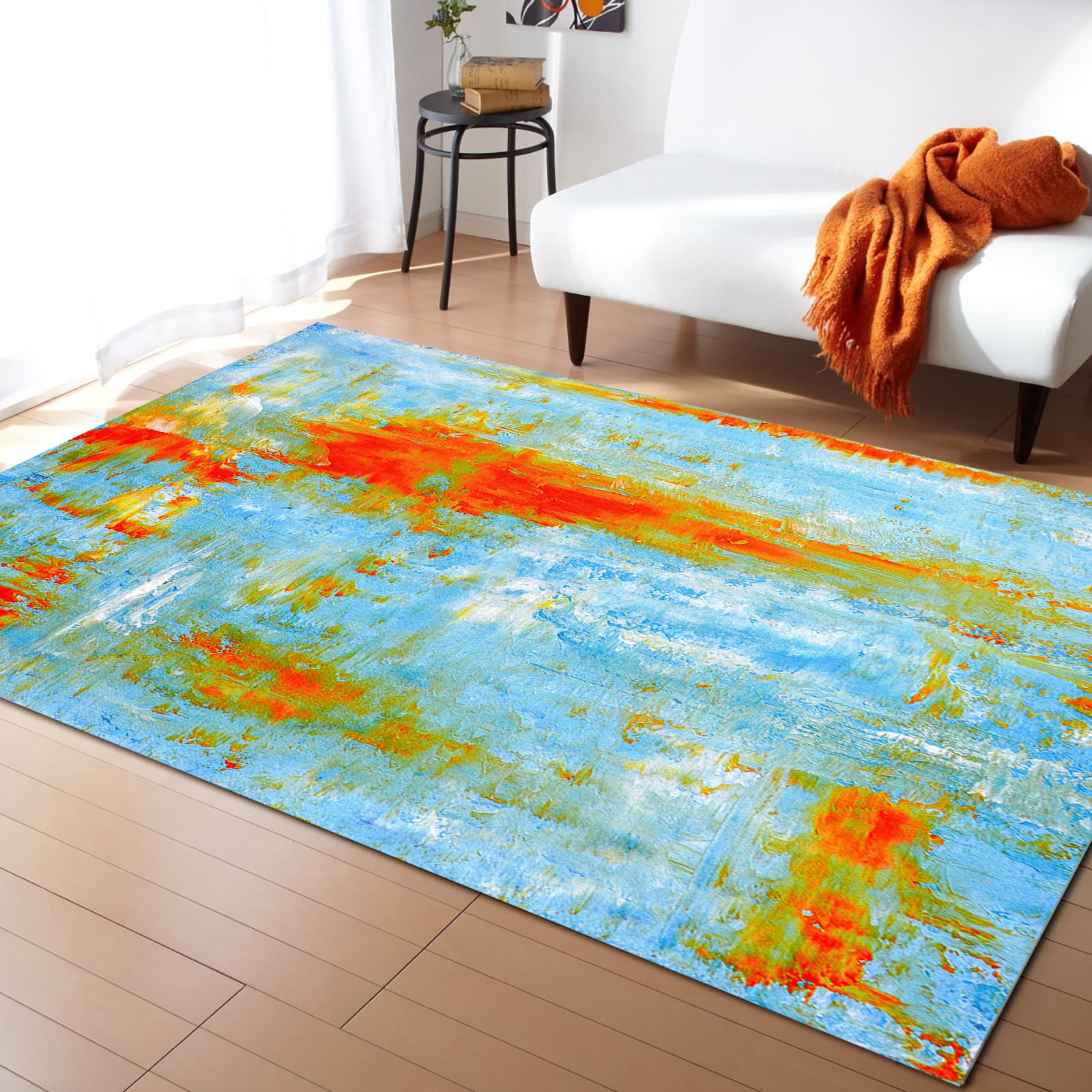 Coral velvet Orange Gray Abstract Texture Carpet for Living Room Rug ...