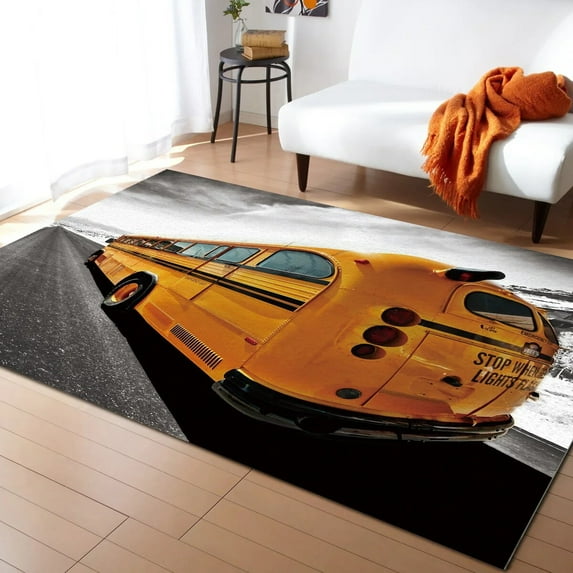 Coral velvet Red Bus London Street Scenery Rugs for Bedroom Home Carpet ...