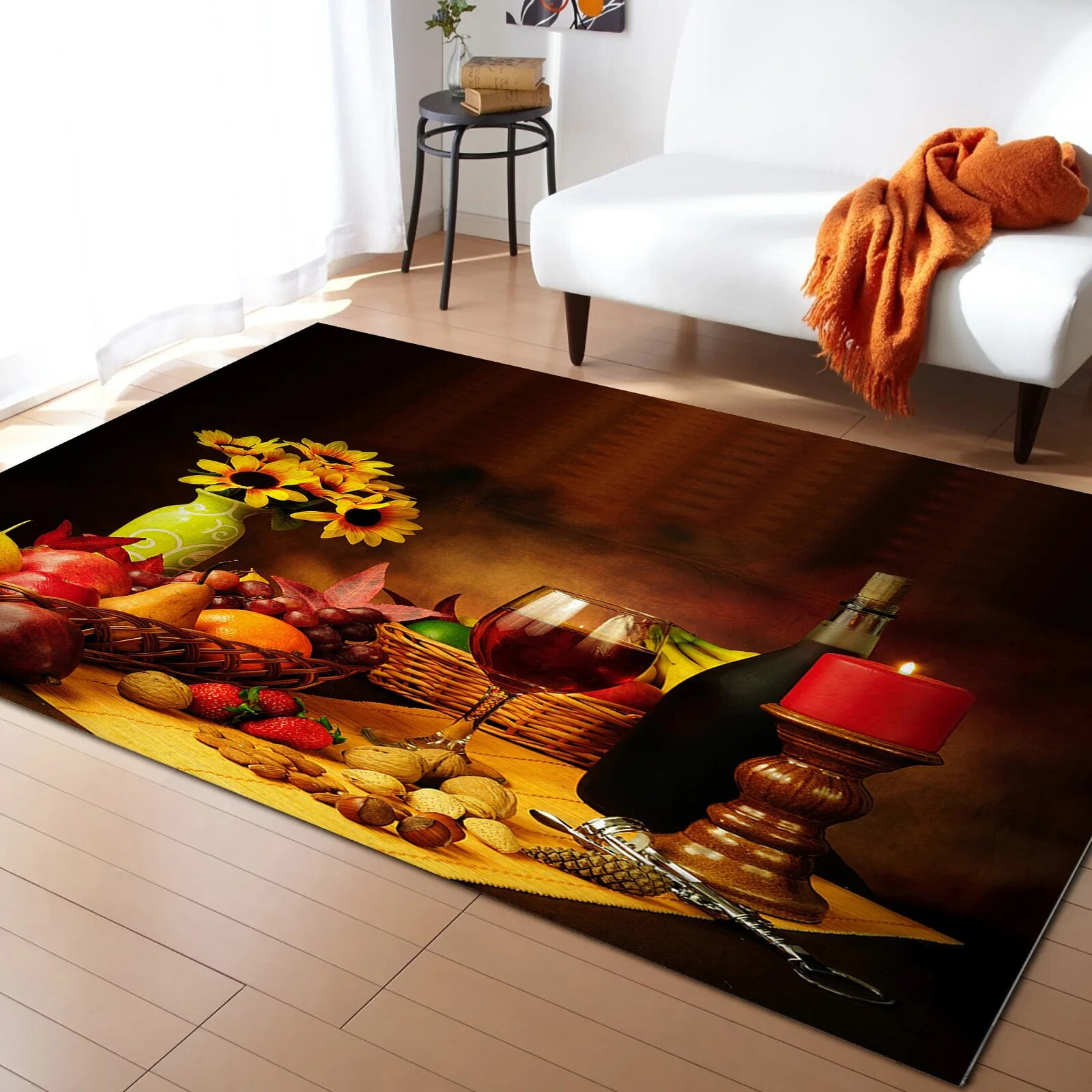 Coral velvet Red Wine Wooden Board Roses Carpet for Living Room Floor ...