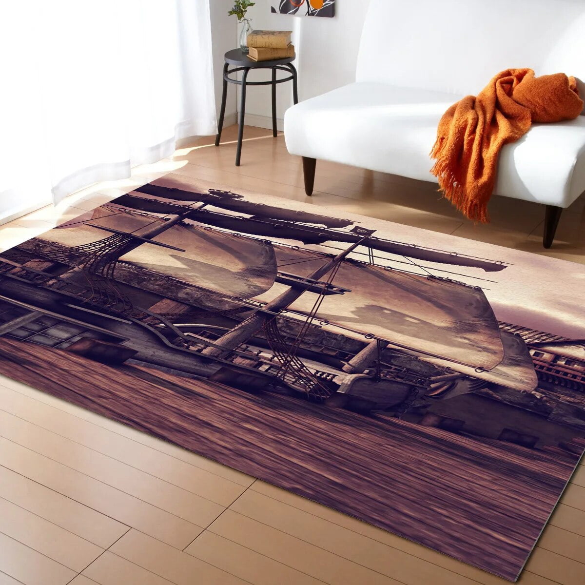 Coral velvet Ship Simple Nautical Carpets for Bed Room Modern Home ...