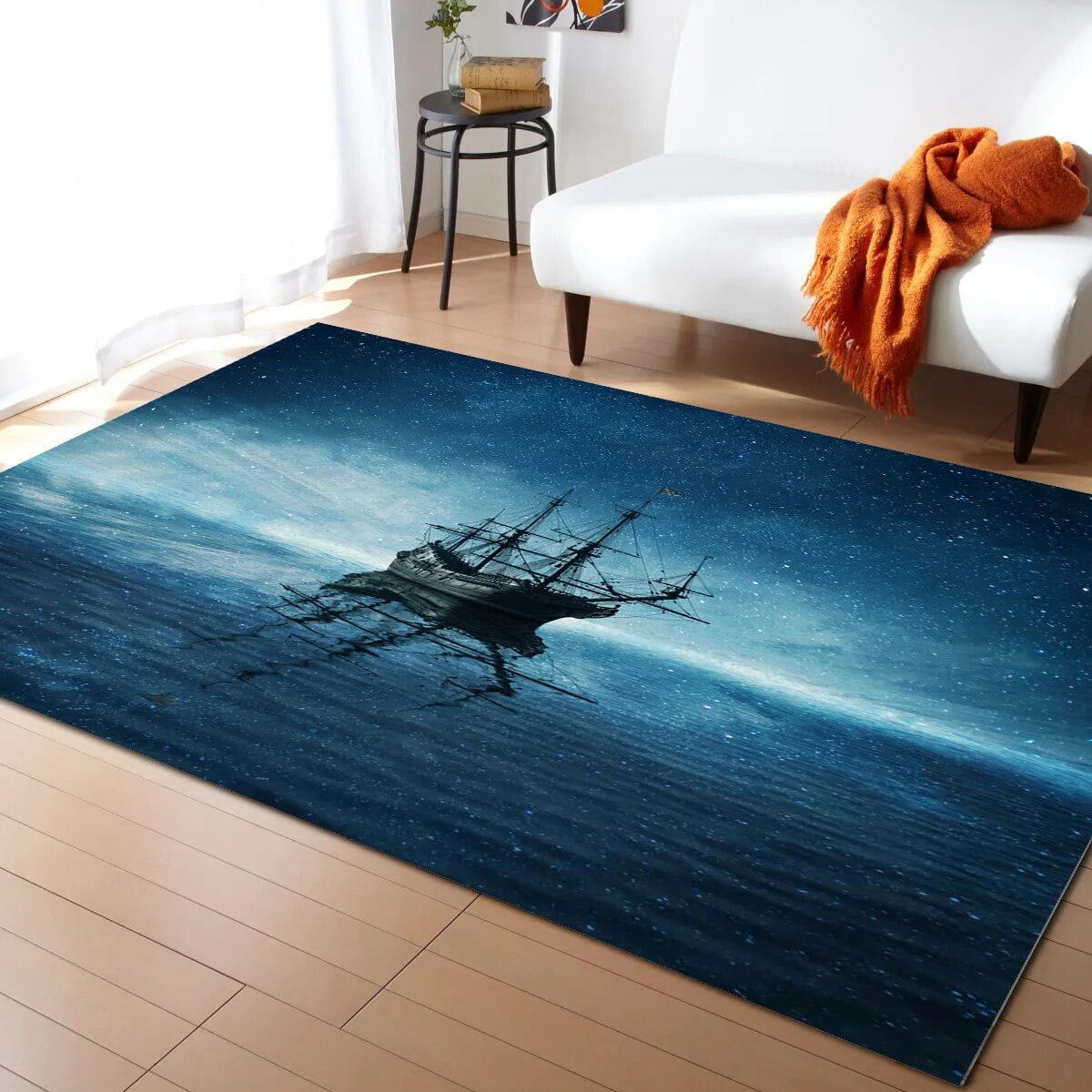 Coral velvet Ship Simple Nautical Carpets for Bed Room Modern Home ...
