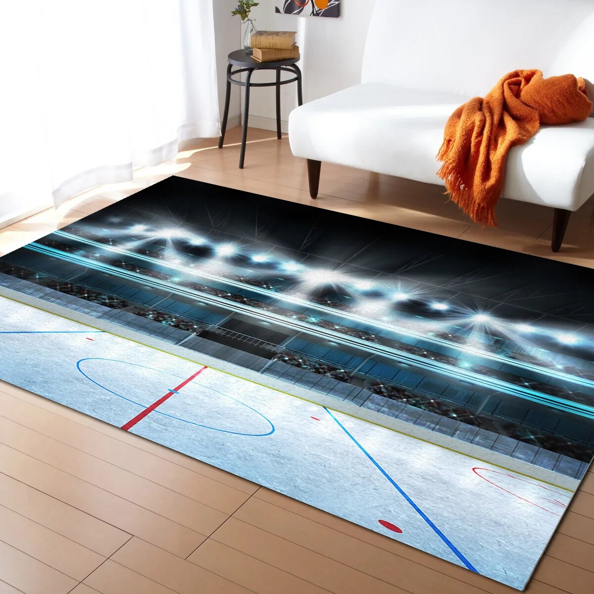 Coral velvet Sport Hockey Stadium Retro Carpets for Living Room ...