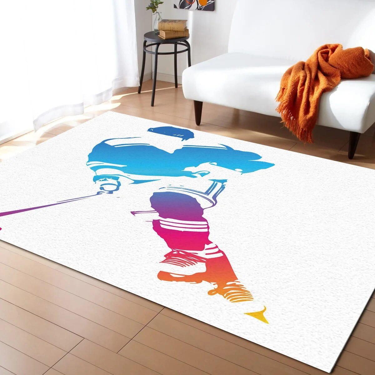 Coral velvet Sport Hockey Stadium Retro Carpets for Living Room ...