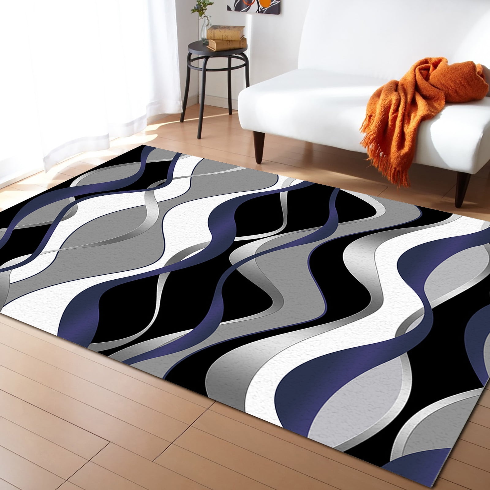 Coral velvet Stereo Abstract Line Gradient Purple Carpet Area Rug ...