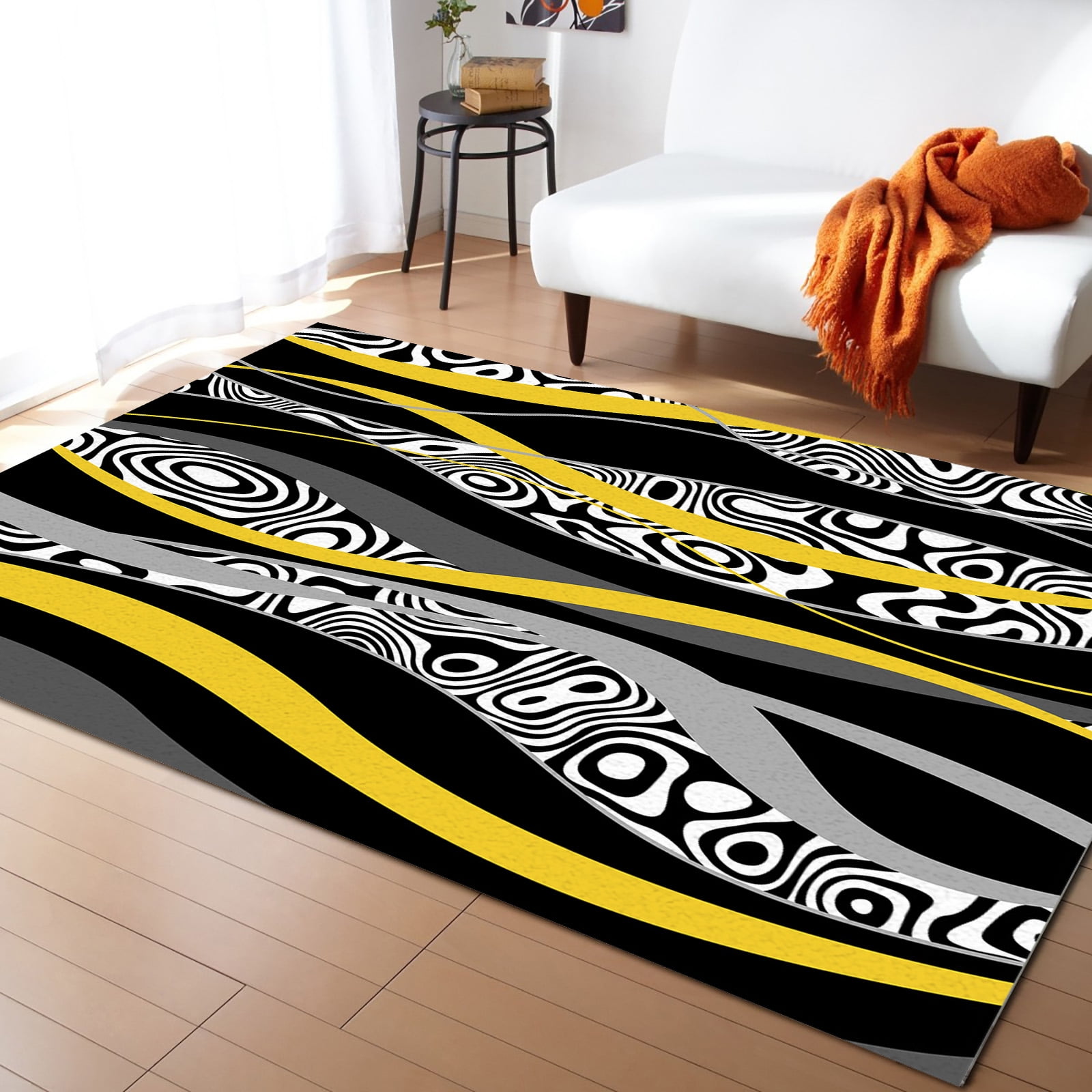 Coral velvet Stereo Abstract Line Gradient Purple Carpet Area Rug ...