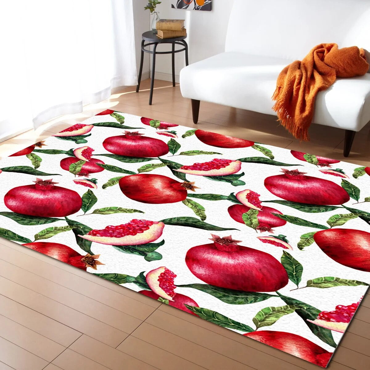 Coral velvet Summer Pomegranate Fruit Living Room Carpet Coffee Table ...