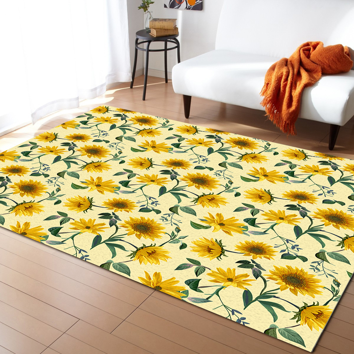 Coral velvet Sunflower Field Carpets for Living Room Home Bedroom Girl ...