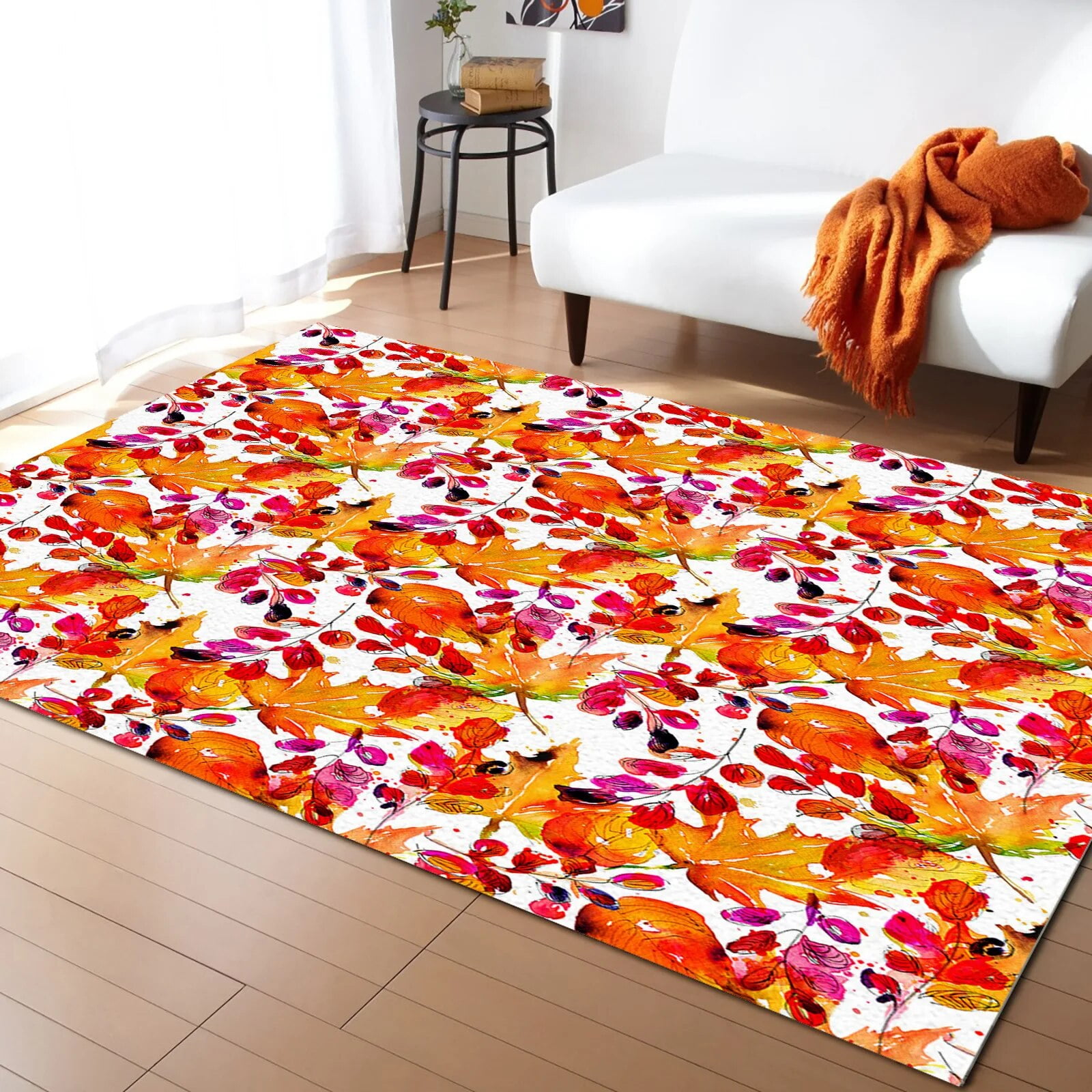 Coral velvet Thanksgiving Autumn Fallen Maple Leaves Living Room Floor ...