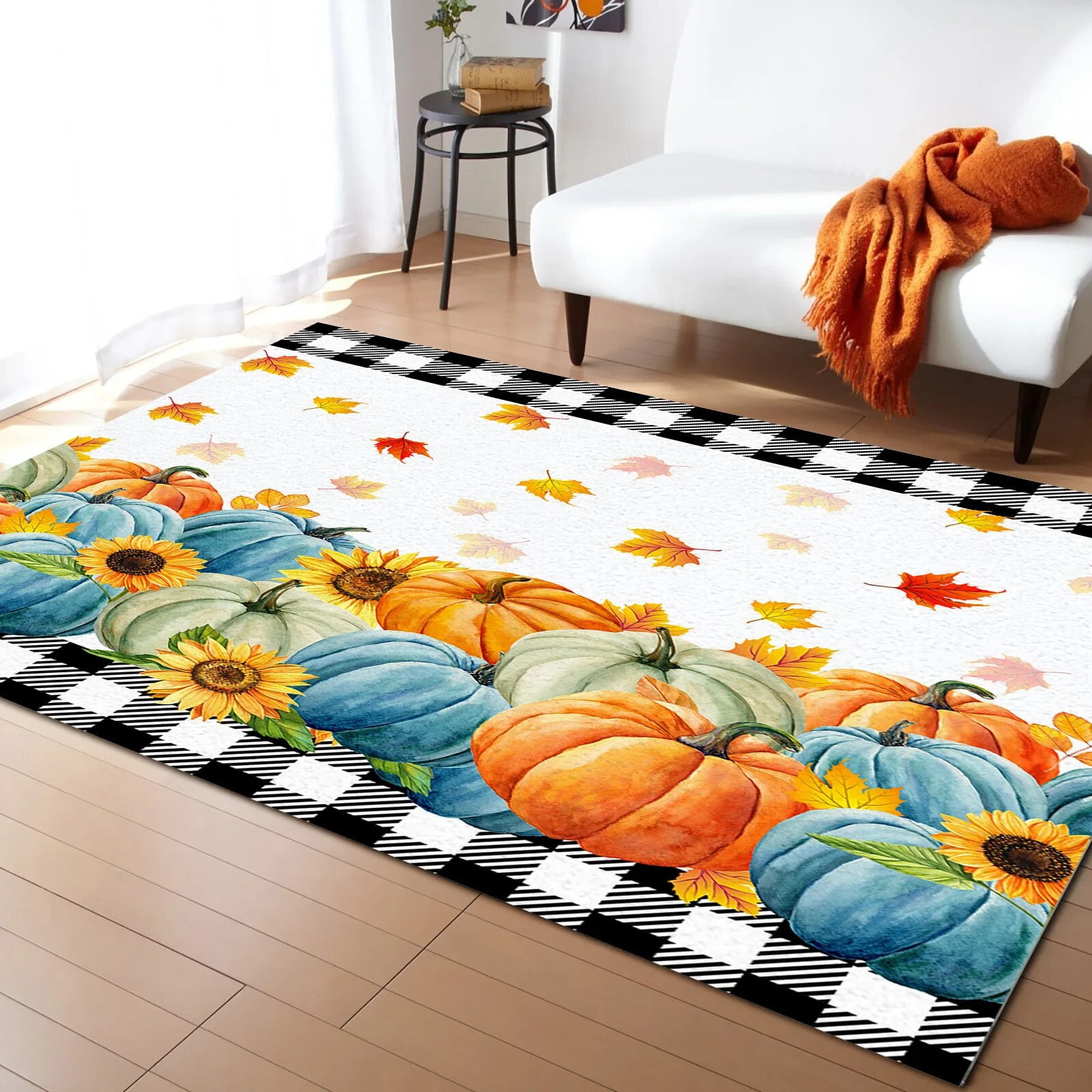 Coral velvet Thanksgiving Autumn Fallen Maple Leaves Living Room Floor ...