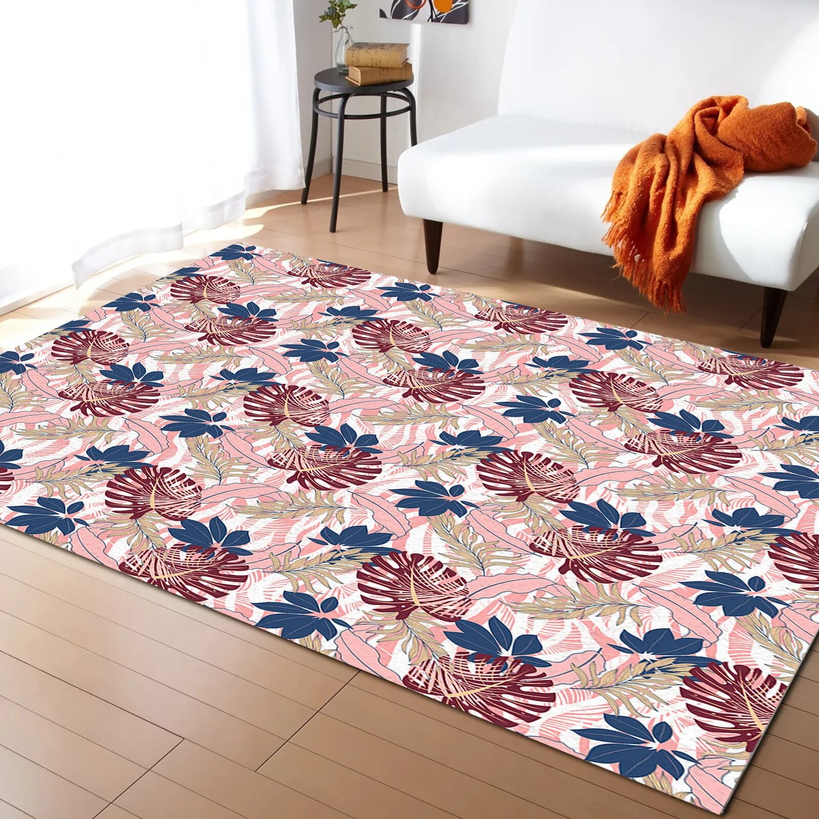 Coral velvet Tropical Jungle Turtleback Bamboo Carpet Area Rug Children ...