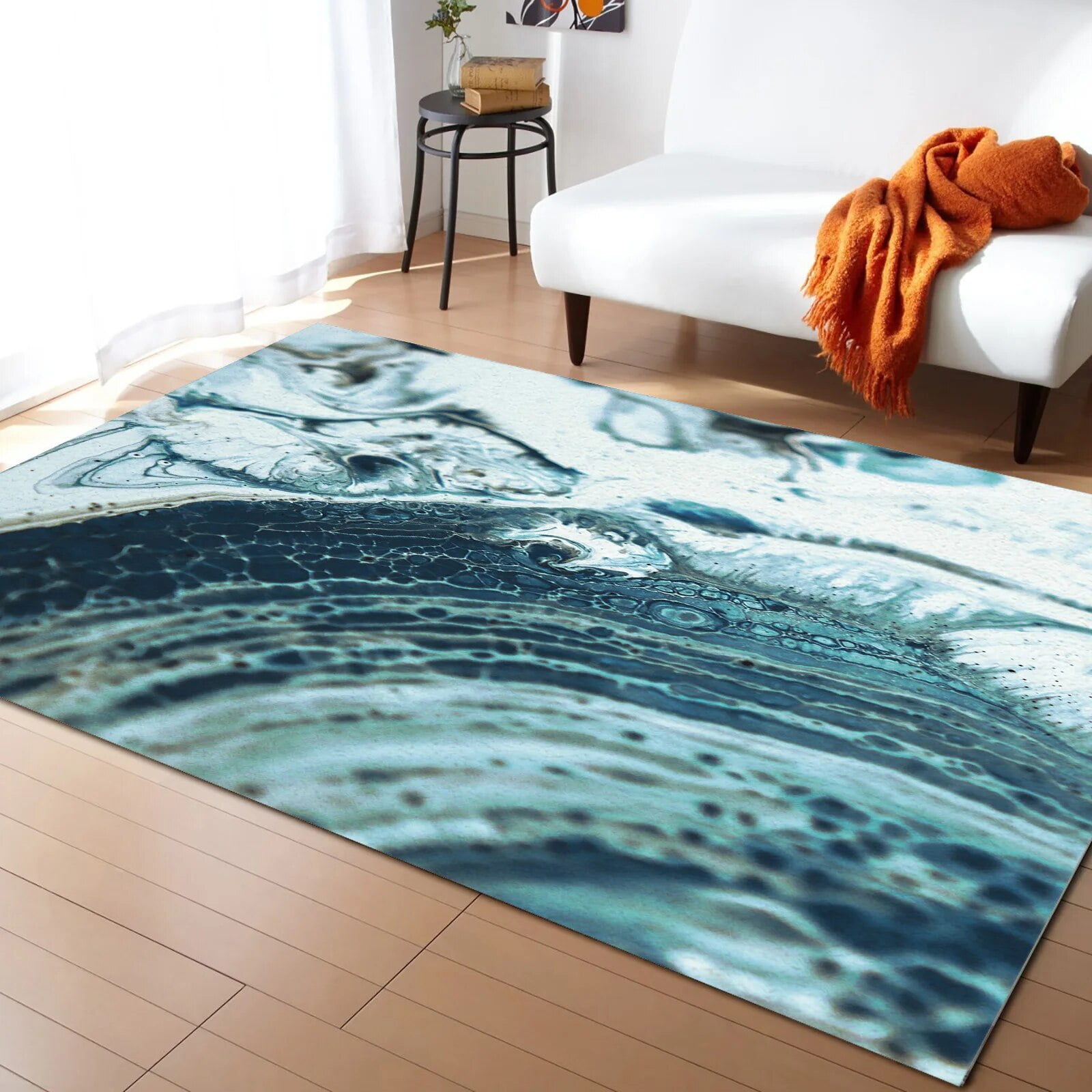 Coral velvet Turquoise Marble Lattice Texture Carpets for Living Room ...