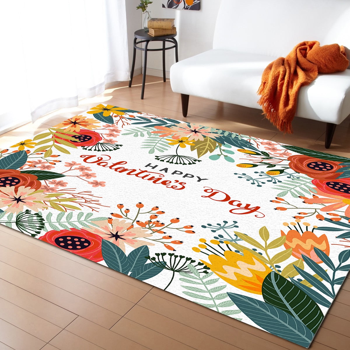 Coral velvet Turquoise Tulip Flower Rugs for Bedroom Home Carpet Living ...