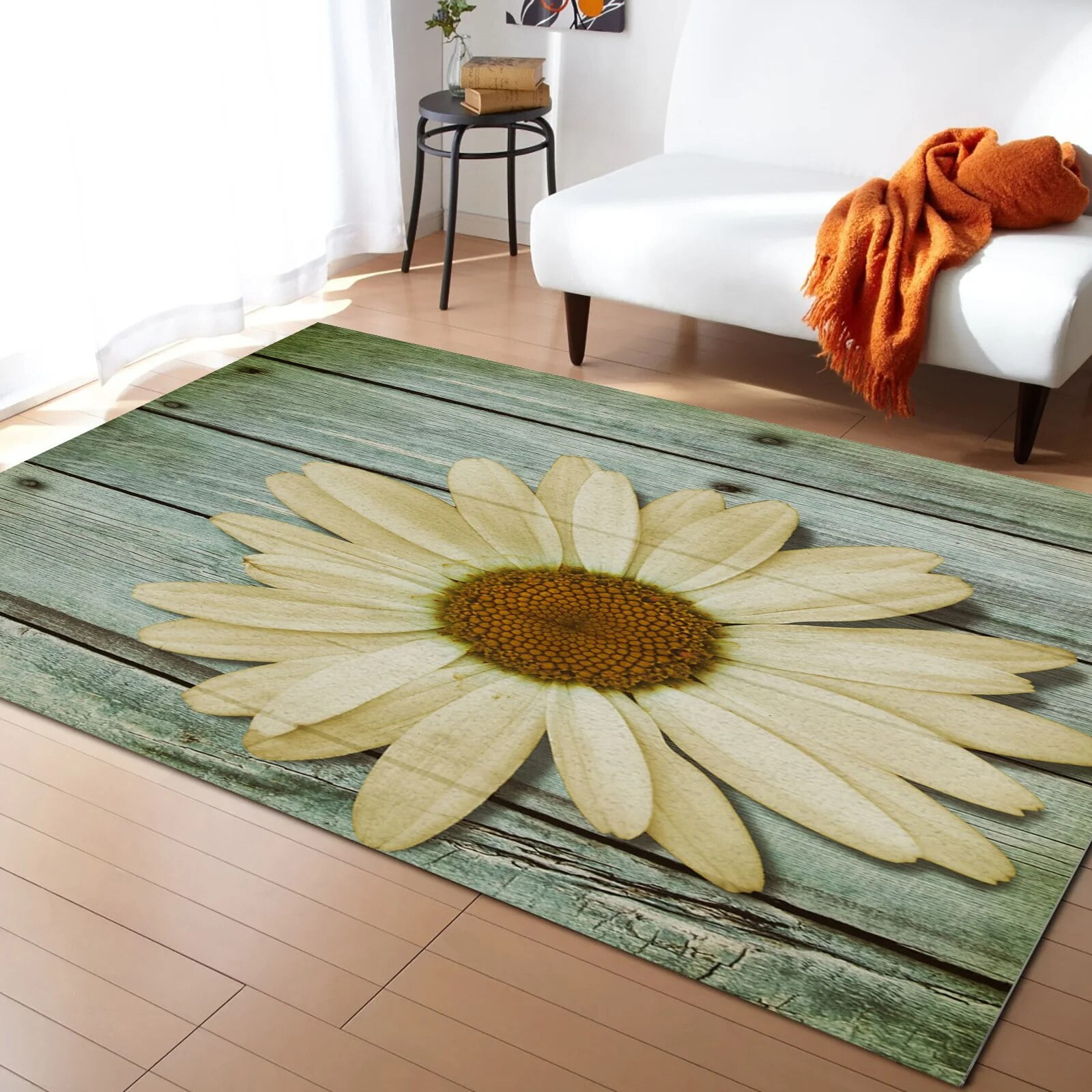 Coral velvet Vintage Wood Grain Small Daisy Carpet Area Rug Children's ...