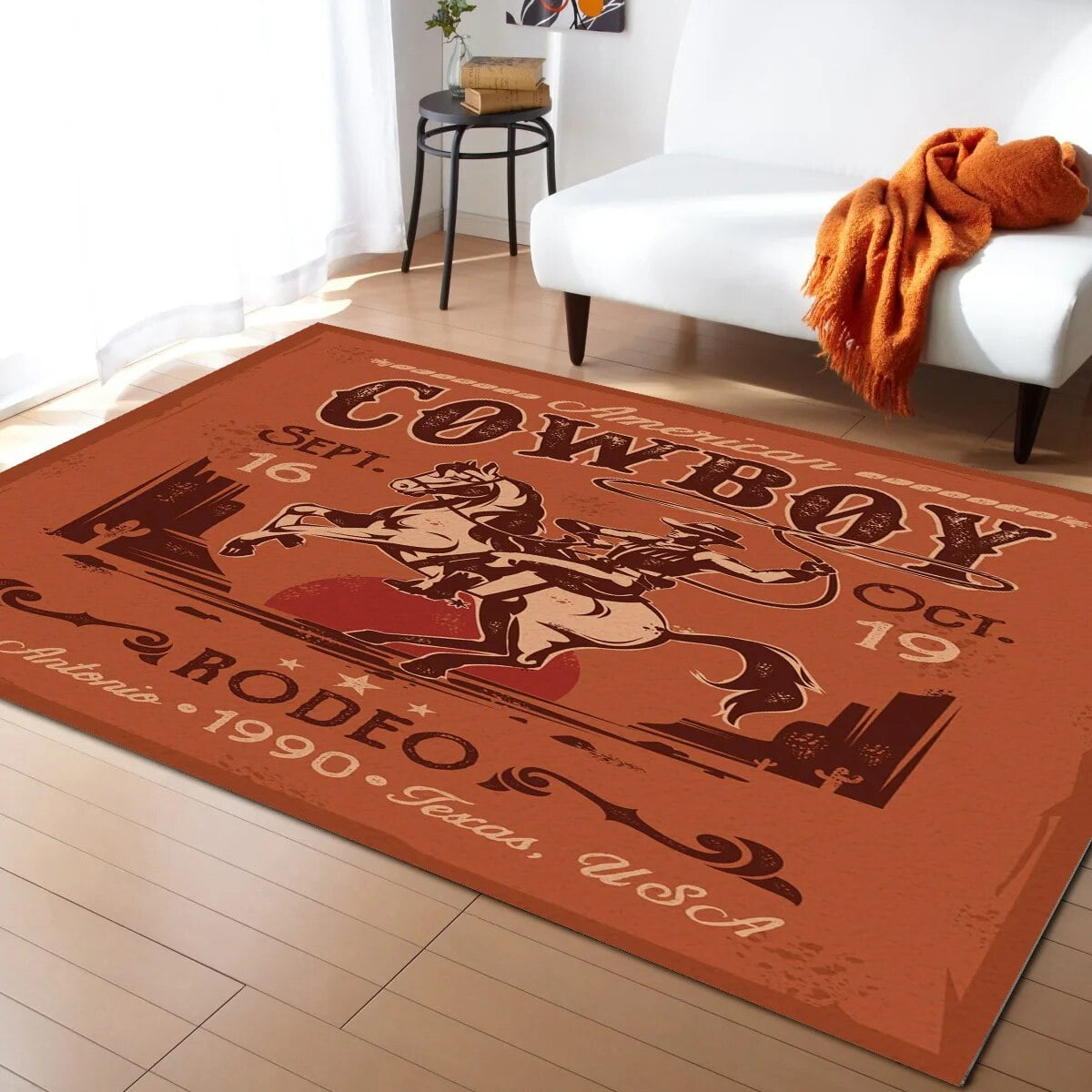 Coral velvet Western Cowboy Guitar Wood Carpets for Living Room Home ...