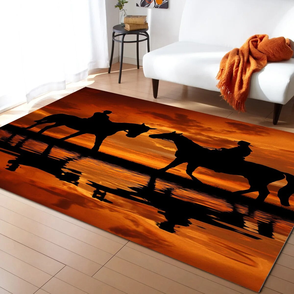 Coral velvet Western Cowboy Guitar Wood Carpets for Living Room Home ...
