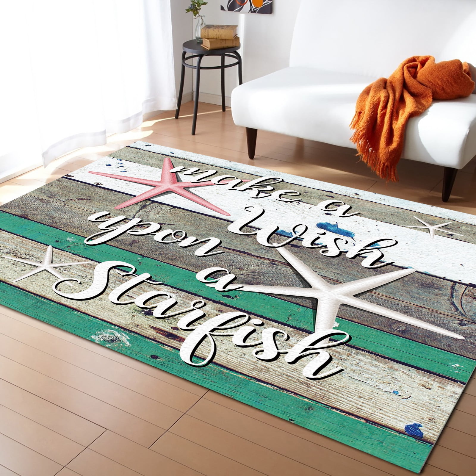 Coral velvet Wood Grain StarSummer Living Room Carpet Coffee Table ...