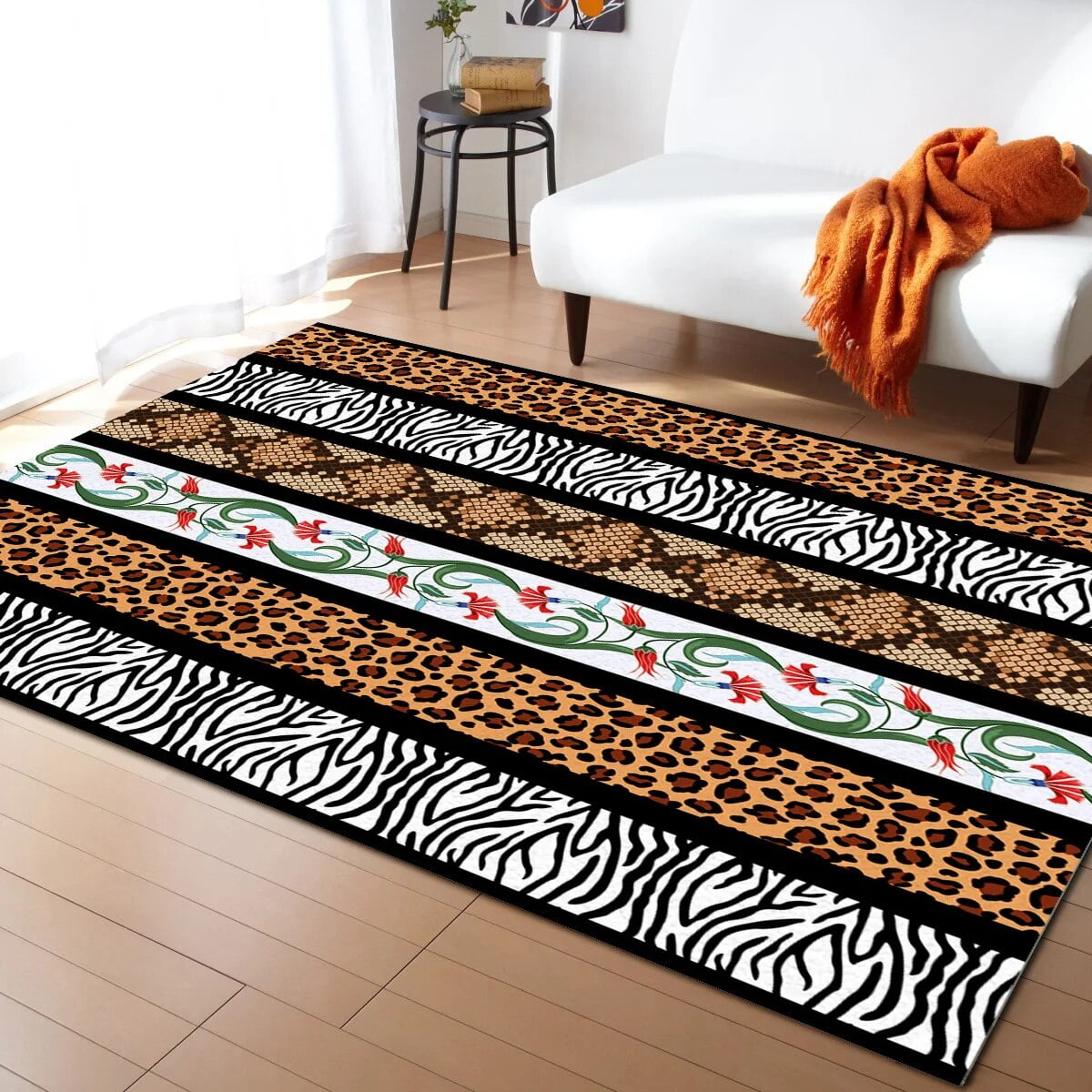 Coral velvet Zebra Animal Print Black and White Carpet for Living Room ...