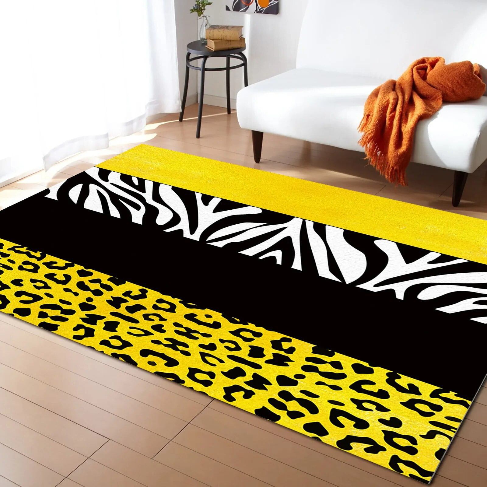 Coral velvet Zebra Animal Print Black and White Carpet for Living Room ...