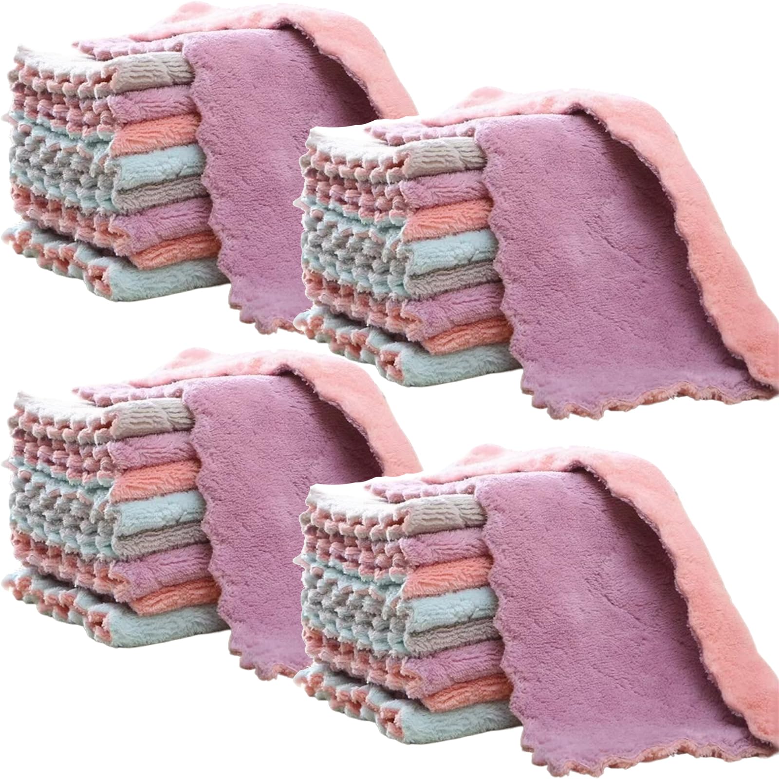Coral velvet dish towels, thick soft microfiber cleaning cloths, high ...