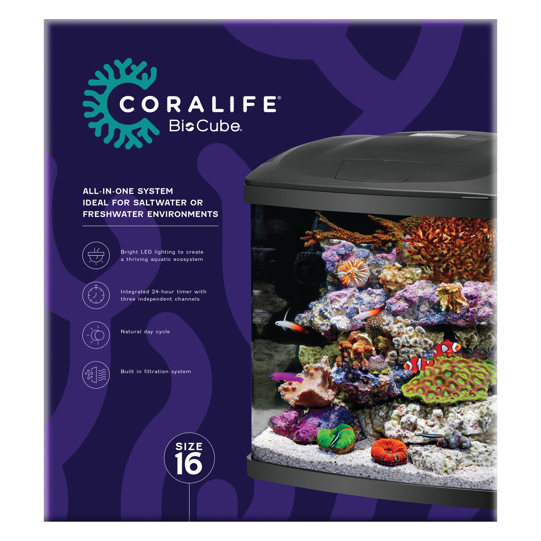 Coralife LED Biocube Aquarium (Starter Kit) | 16 Gallon Tank | All ...