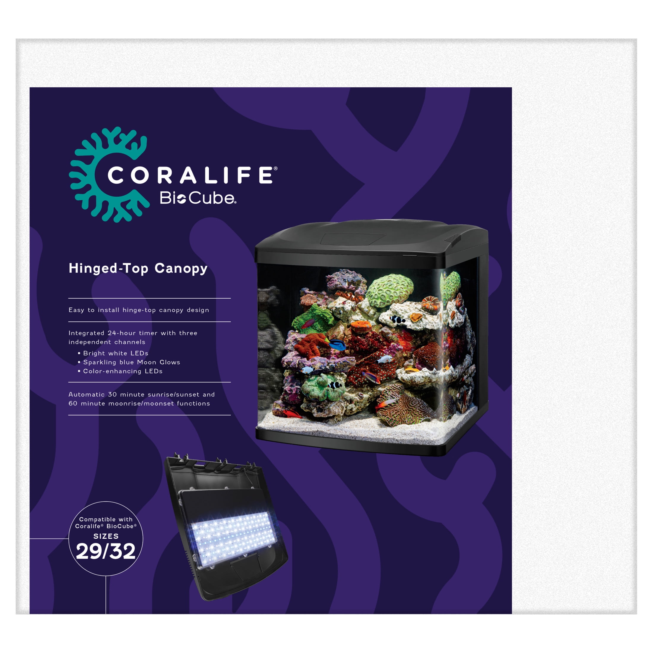 Coralife LED Biocube Hinge-Top Canopy, Replacement Canopy, Upgrade ...