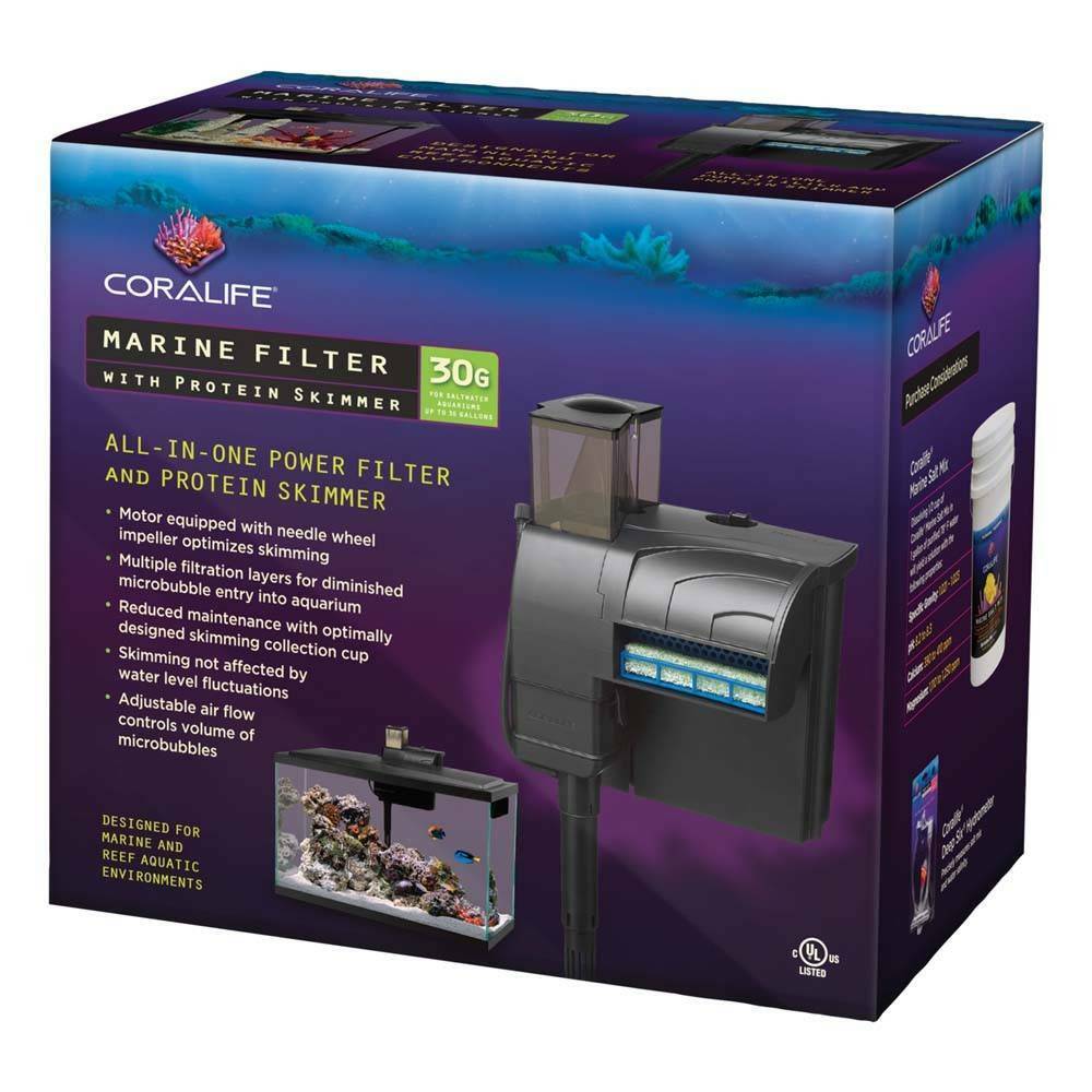 Coralife Marine Filter With Protein Skimmer For Salt Water Aquariums Up To 30 G - Walmart.com