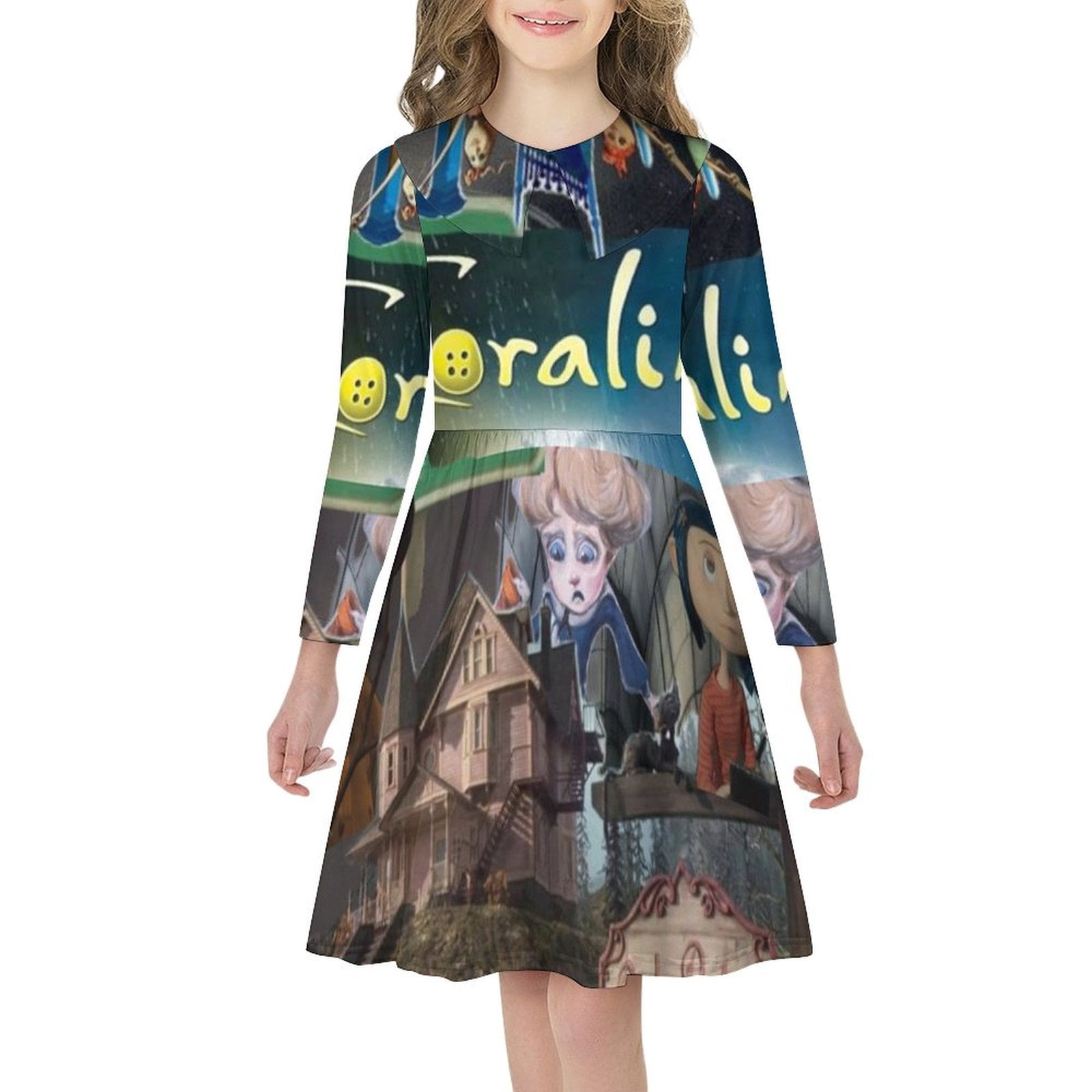Coraline (18) Girls long sleeve cartoon autumn and winter dress 110CM ...
