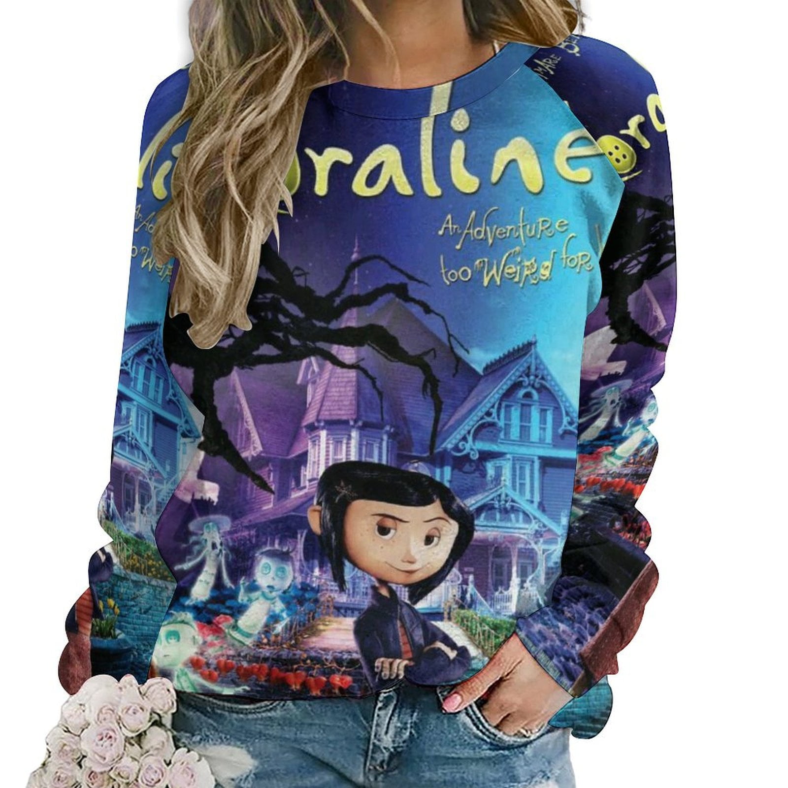 Coraline (22) Women's tops cartoon round neck sweatshirt 3XL - Walmart.com