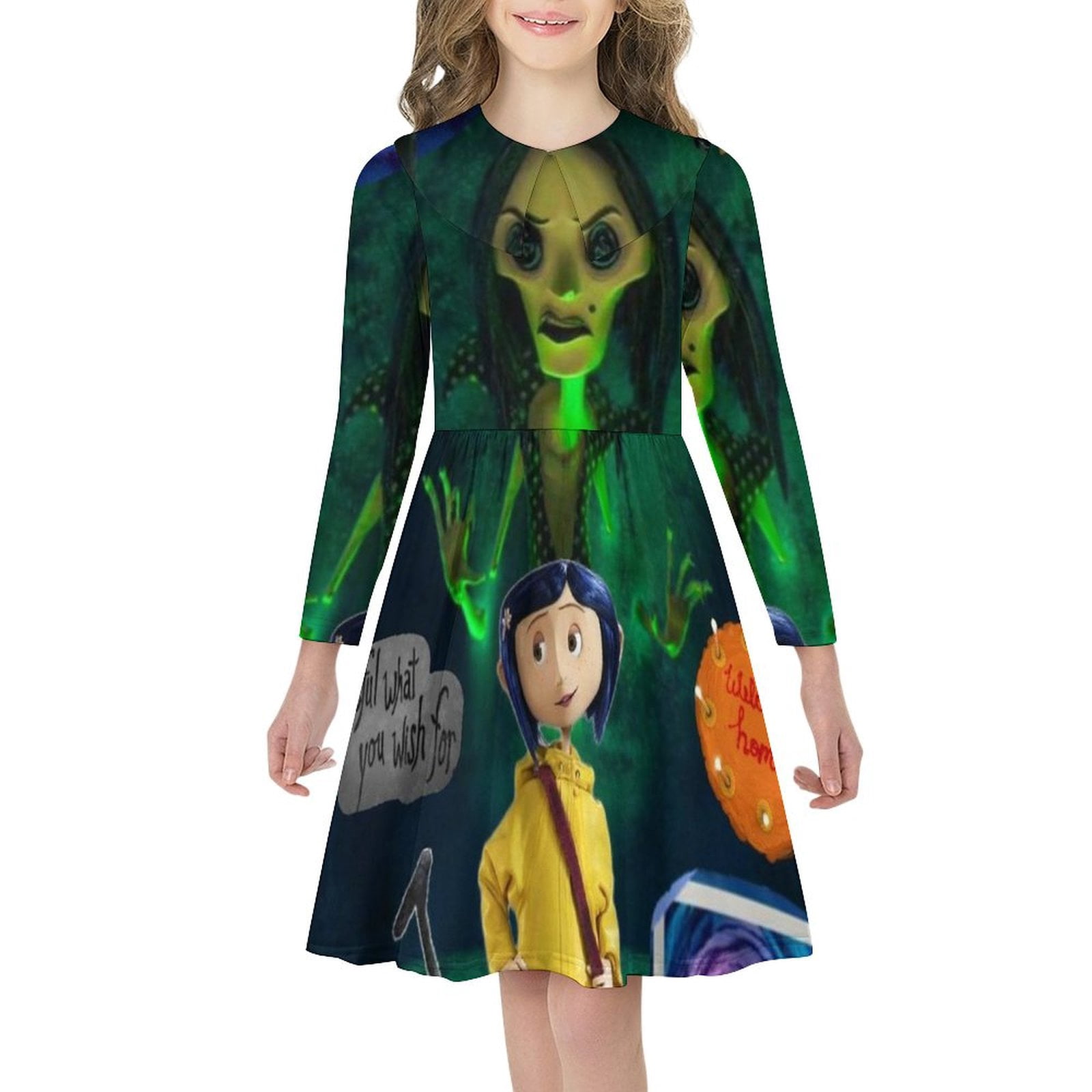 Coraline (28) Girls long sleeve cartoon autumn and winter dress 160CM ...