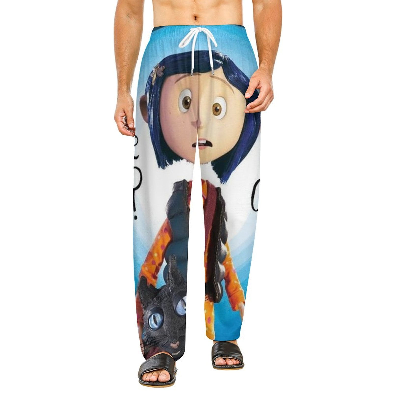Coraline 30 Mens Elastic Waist Straight Leg Pajama Pants L