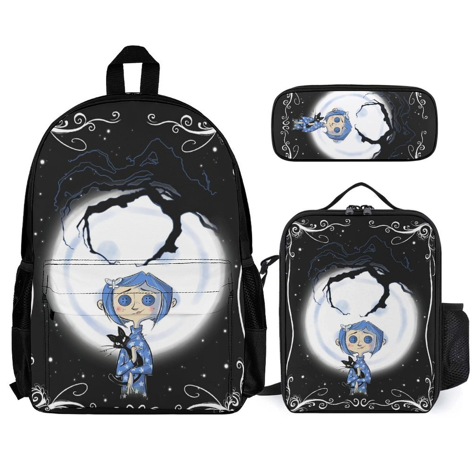 Coraline Backpack 3Pcs Set Lunch Box Stationery Case Bookbag ...