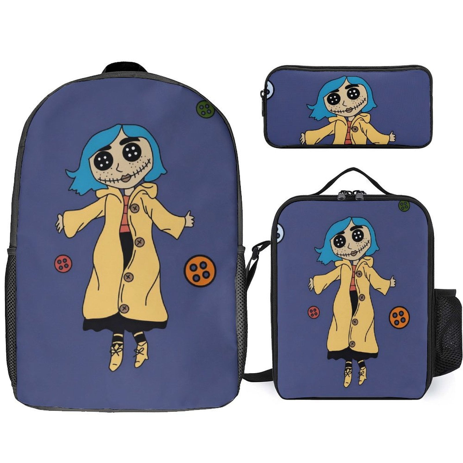 Coraline Backpack Messenger Bag Lunch Bag Pencil Case Set 17 Inch ...