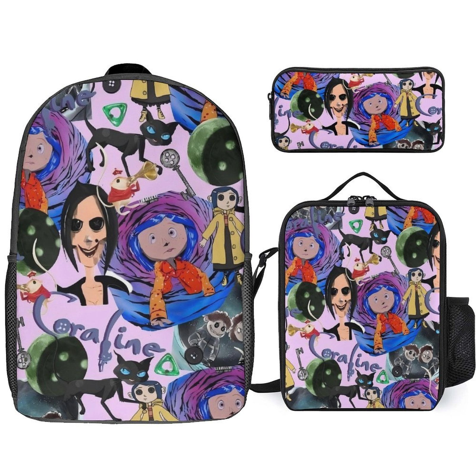 Coraline Backpack Messenger Bag Lunch Bag Pencil Case Set 17 Inch ...