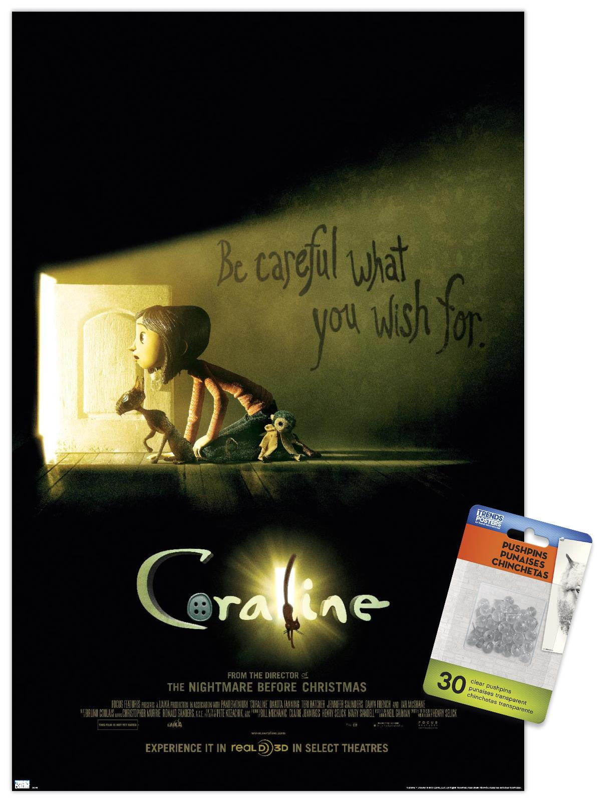 Coraline - Be Careful One Sheet Wall Poster with Push Pins, 14.725" x ...