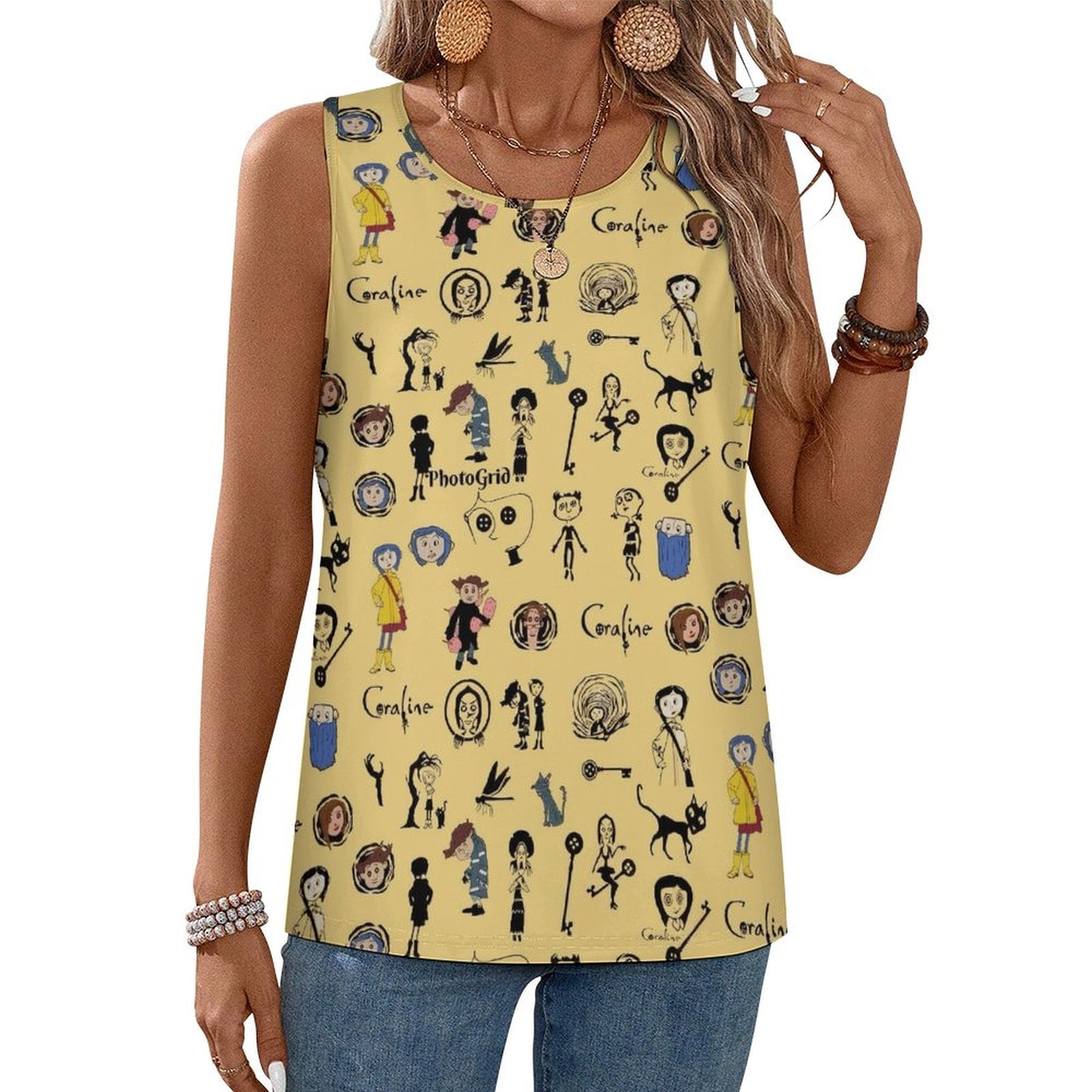 Coraline Cartoon Women's Sports Tank Top Sleeveless Top L - Walmart.com