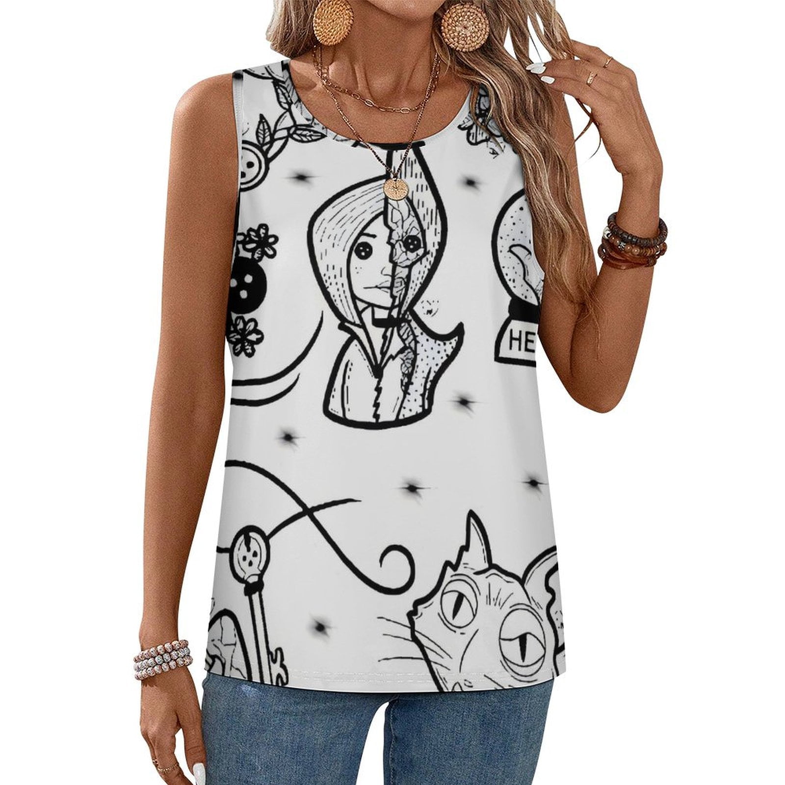 Coraline Cartoon Women's Sports Tank Top Sleeveless Top L - Walmart.com