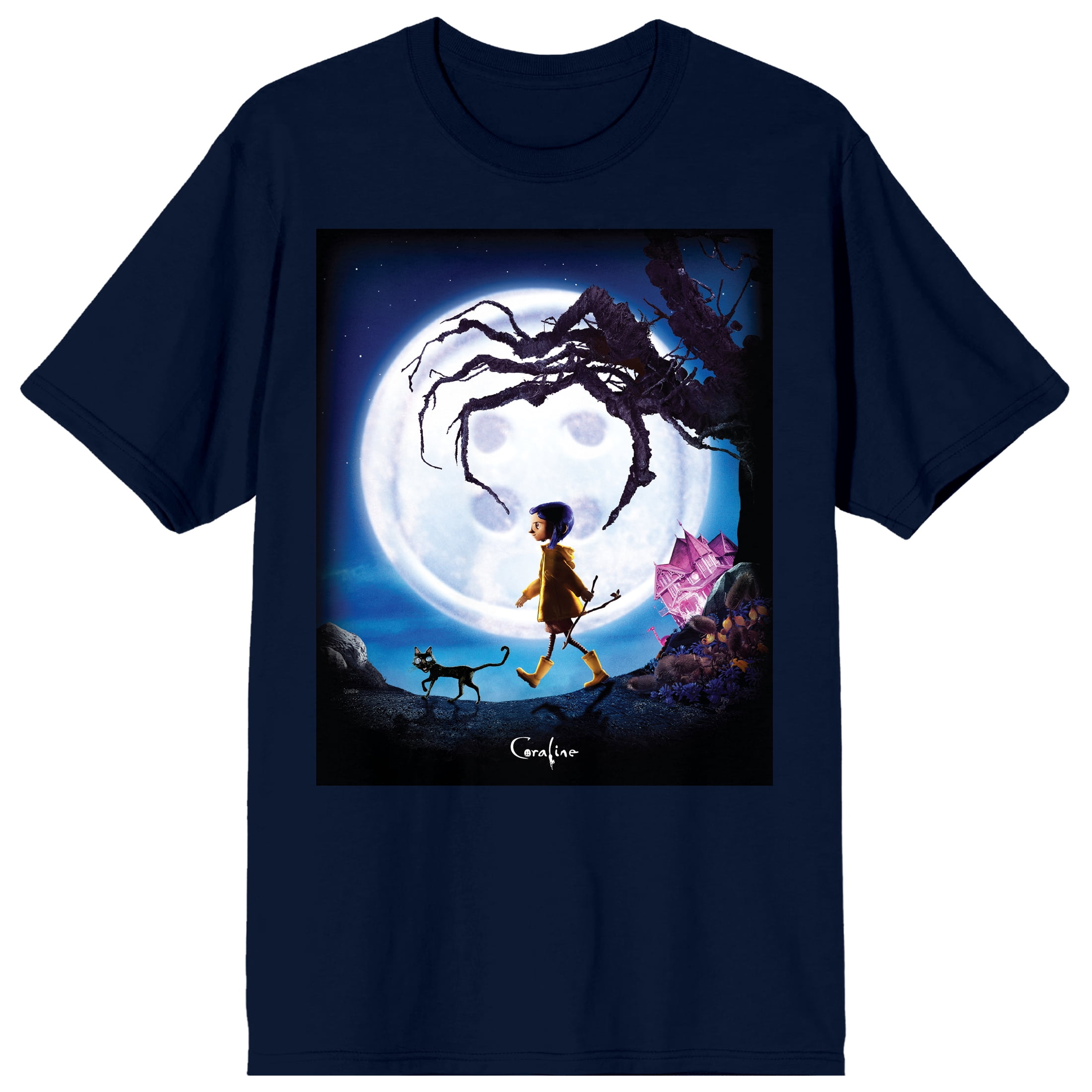 Coraline Coraline Poster on navy Adult Crew Neck Short Sleeve T-shirt ...
