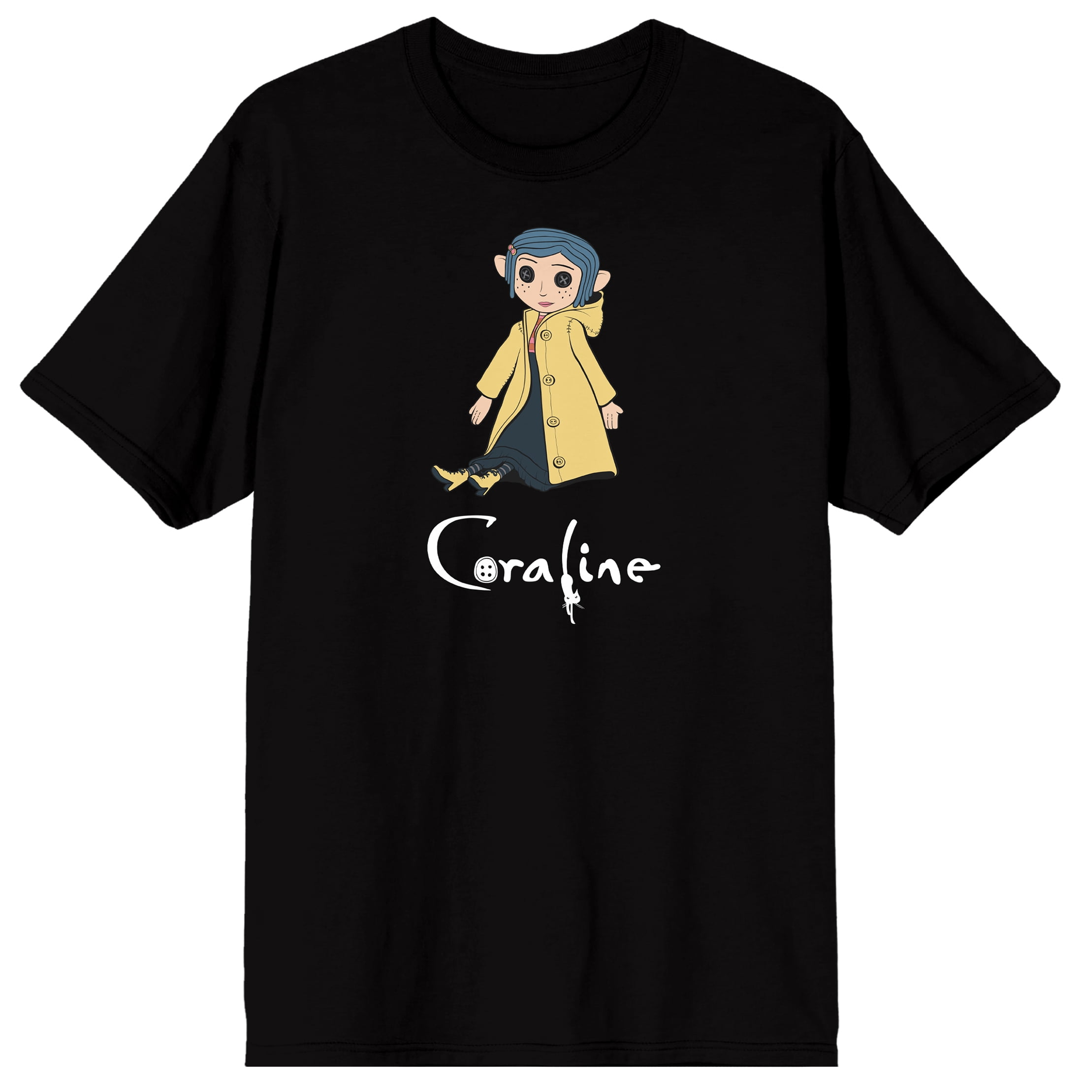 Coraline Doll Logo Adult Black Crew Neck Short Sleeve T-shirt-4XL ...