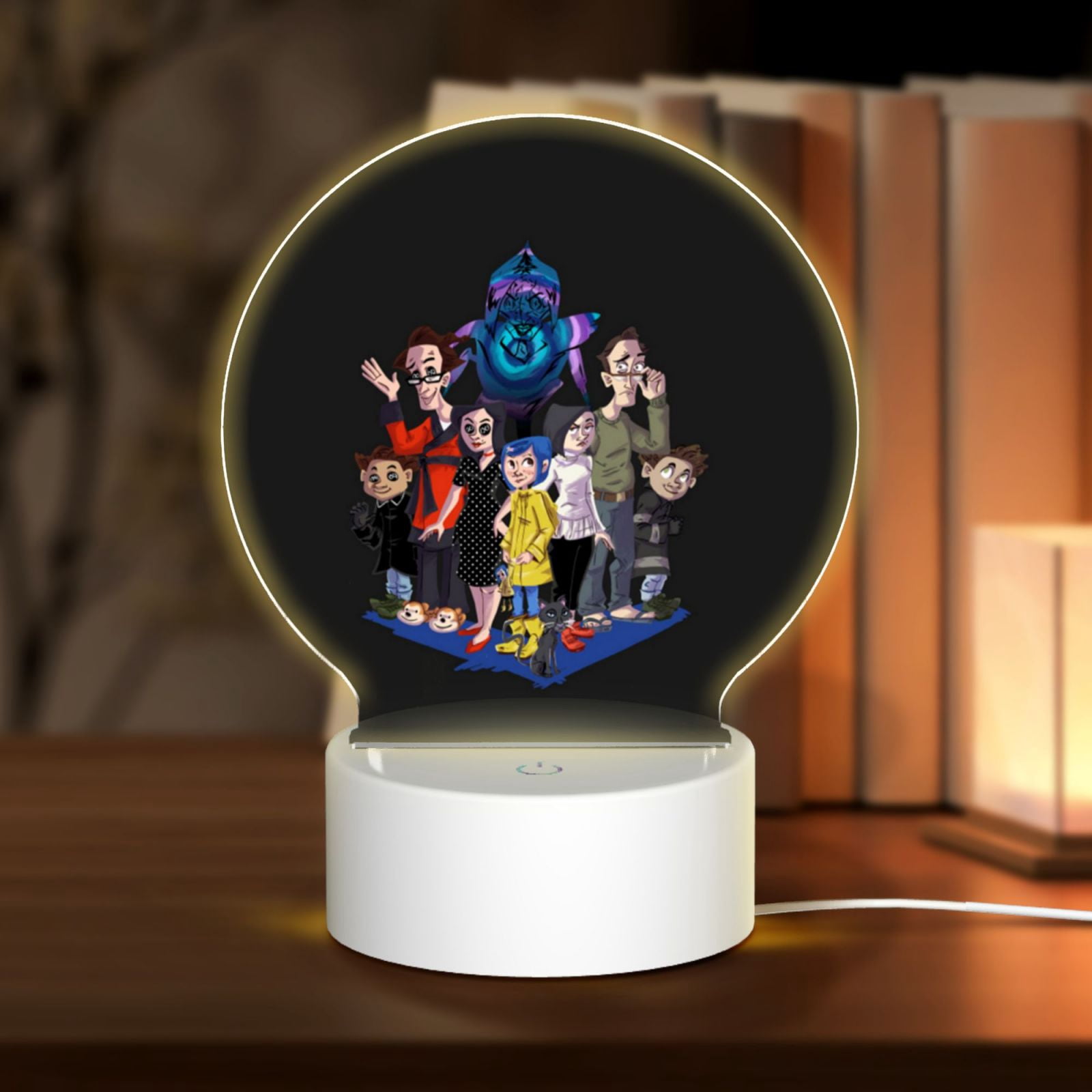 Coraline Family Round Acrylic Night Light Decoration USB Cable LED Lamp ...