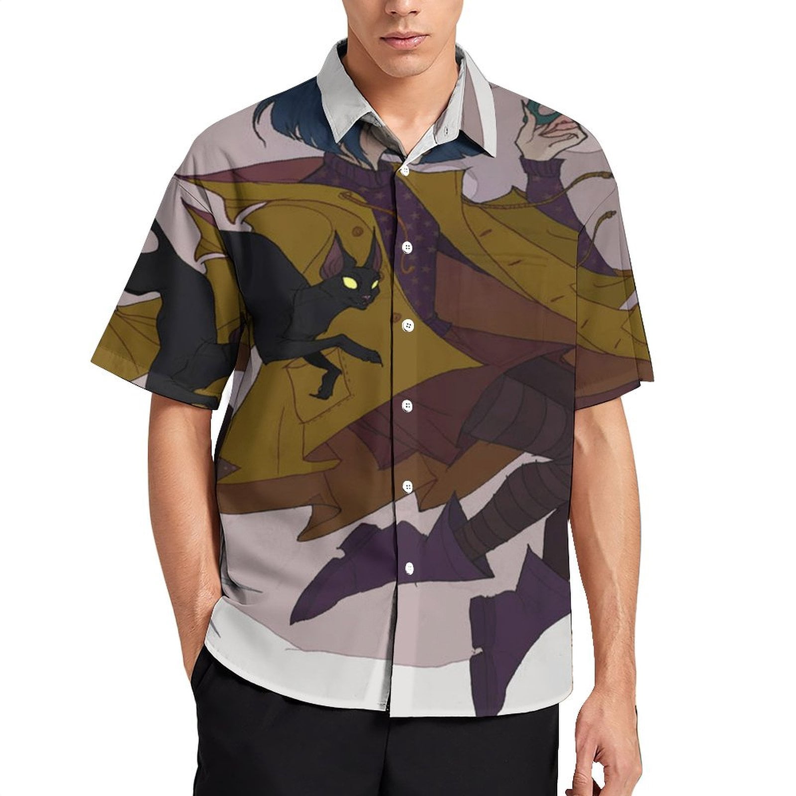 Coraline Hawaiian Shirts for Men Fashion Button Down Short Sleeve Shirt ...