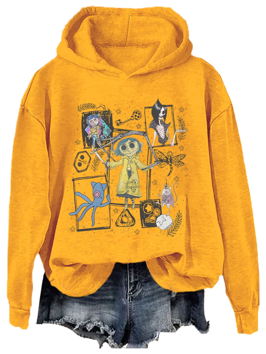 Coraline Hoodie, Vintage Halloween Coraline Hoodie, Horror Coraline ...