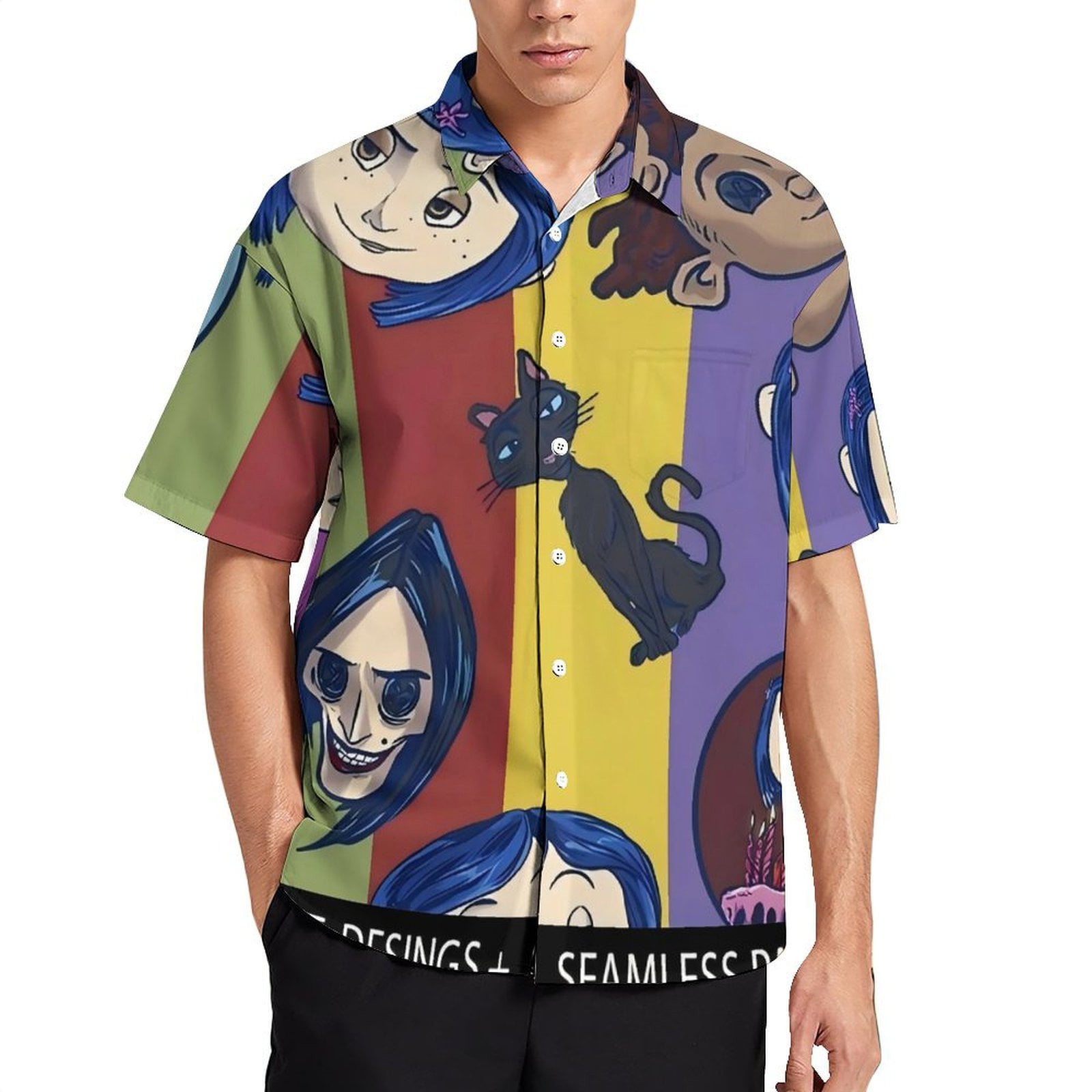 Coraline Men's Summer Shirts Short Sleeve Button-Down XL - Walmart.com